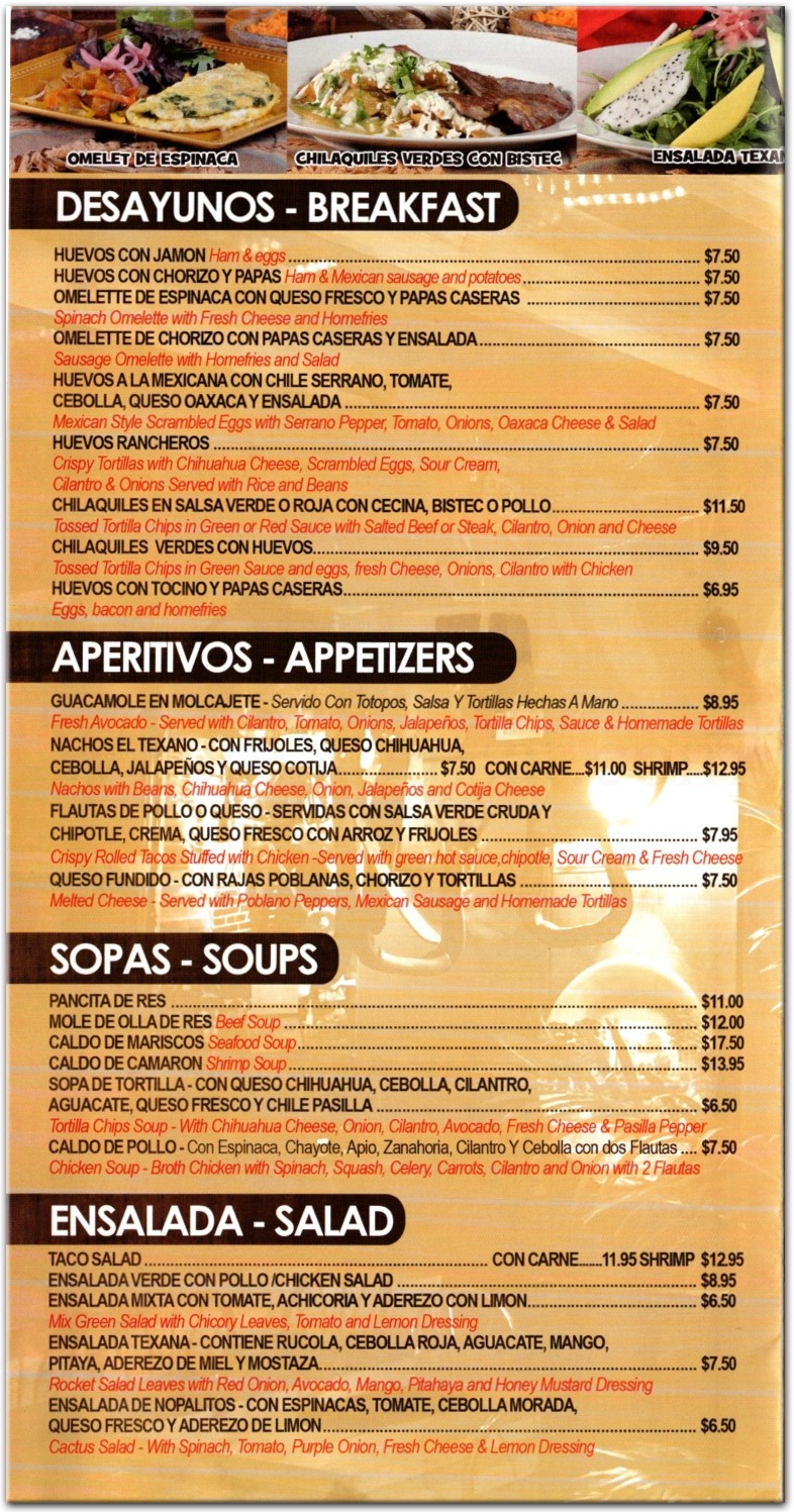 El Texano Restaurant in The Bronx / Official Menus & Photos