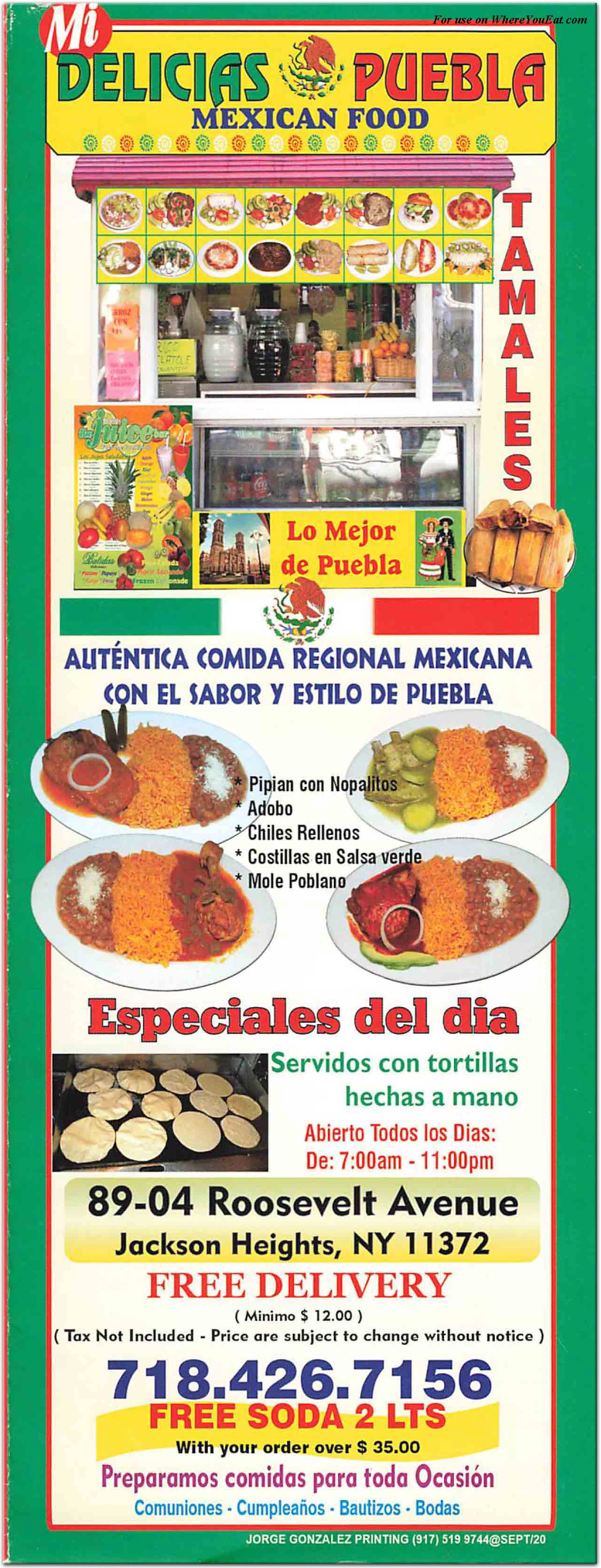 Delicias Puebla Restaurant in Queens / Menus & Photos