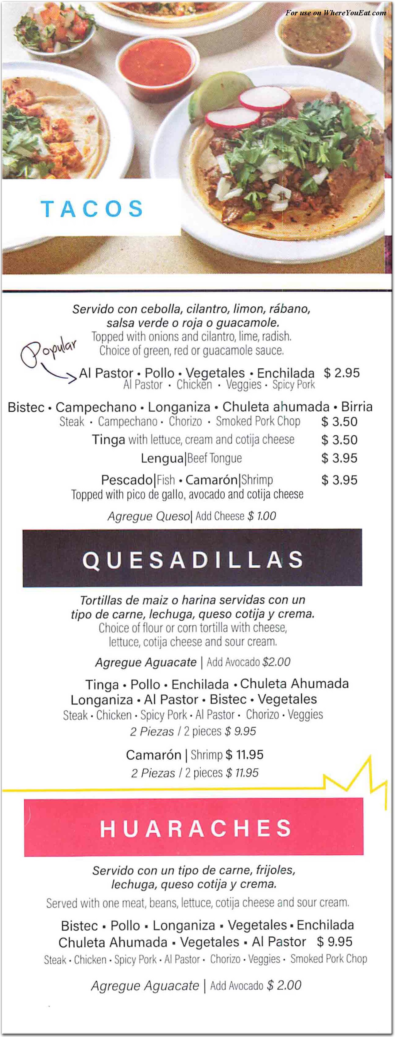 Homemade Taqueria Restaurant in Queens / Menus & Photos