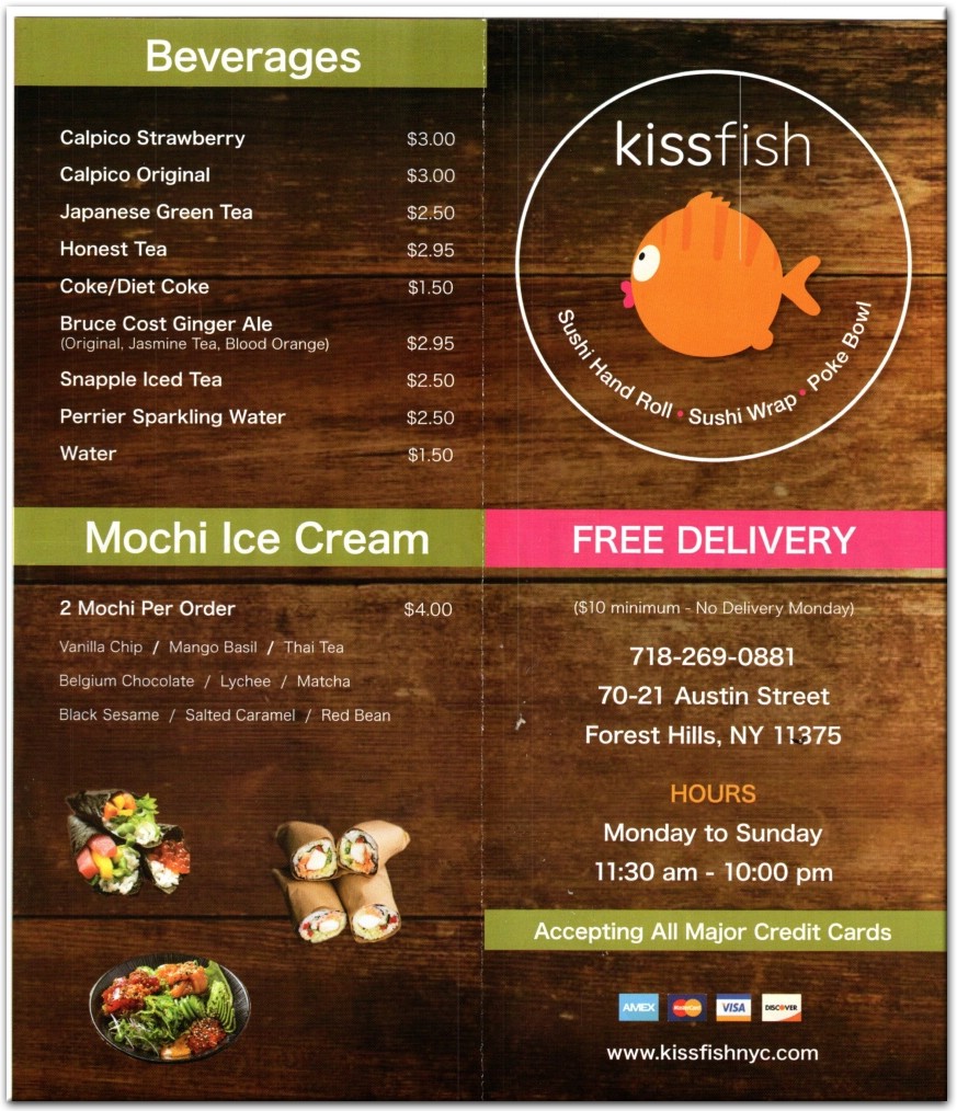 Kissfish Restaurant in Queens / Official Menus & Photos