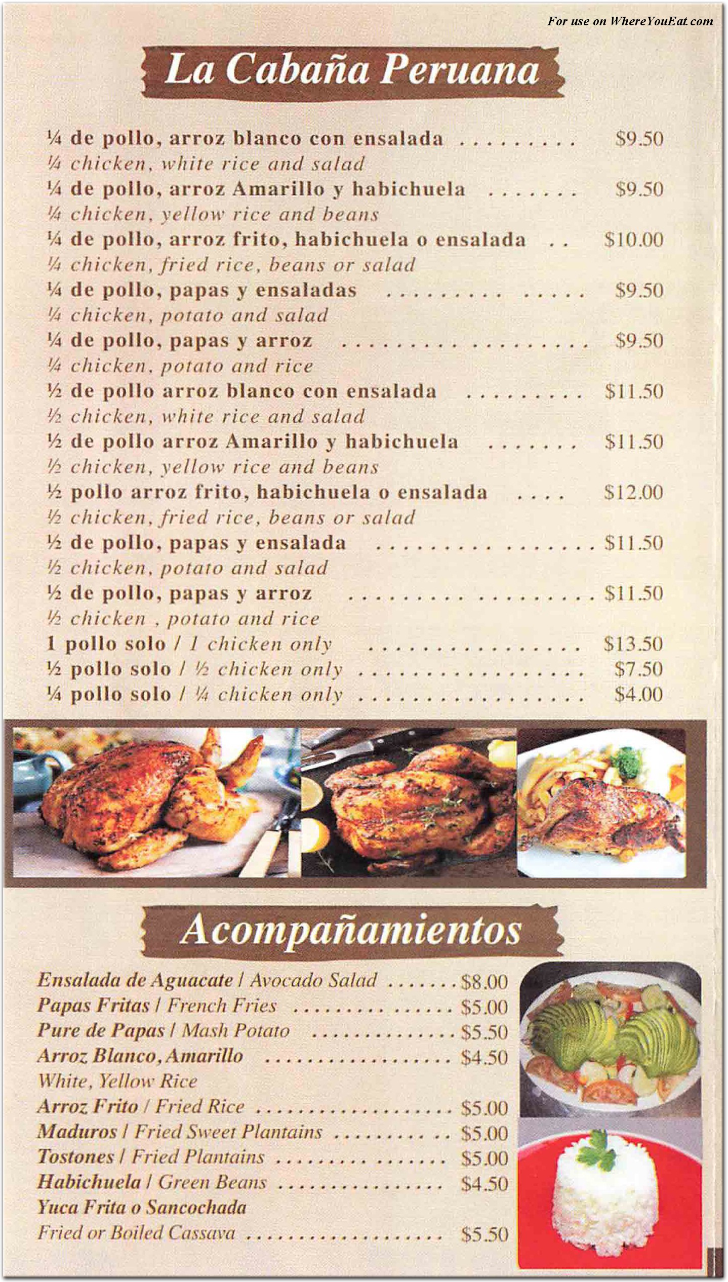 La Cabana Peruana Restaurant in Queens / Official Menus & Photos