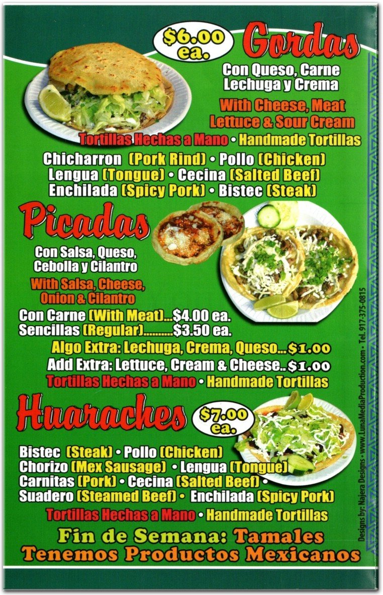 Las Chatas Restaurant in The Bronx / Official Menus & Photos