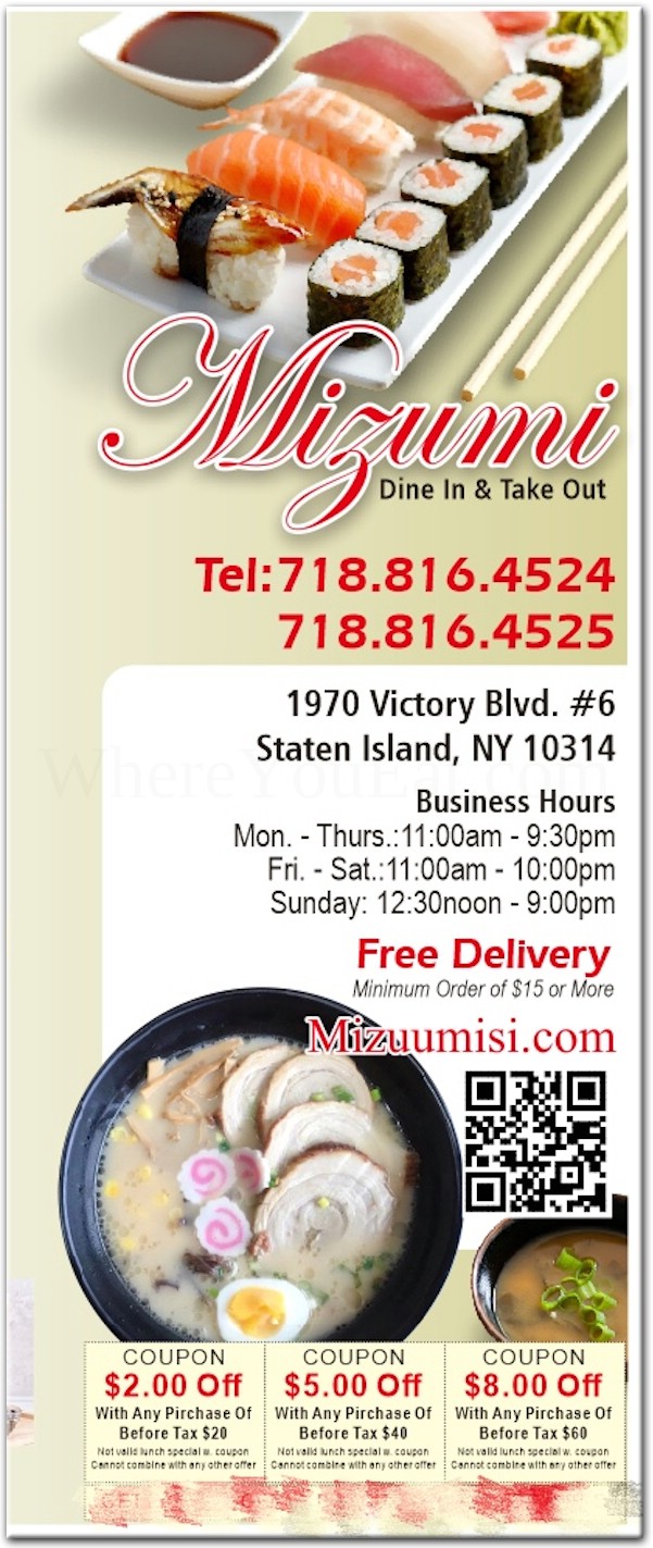 Mizumi Restaurant in Staten Island / Official Menus & Photos