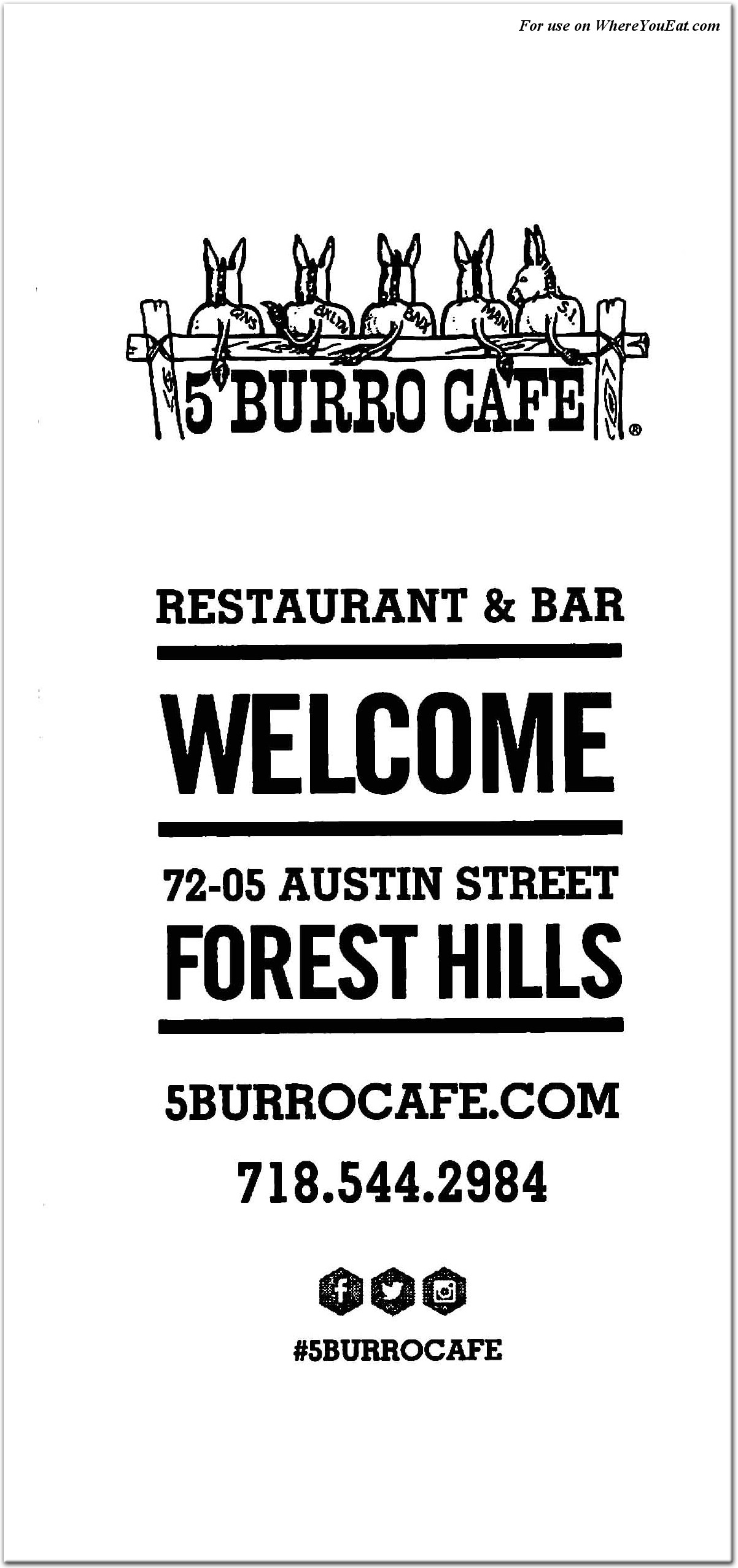 5 BURRO CAFE Restaurant in Queens / Menus & Photos