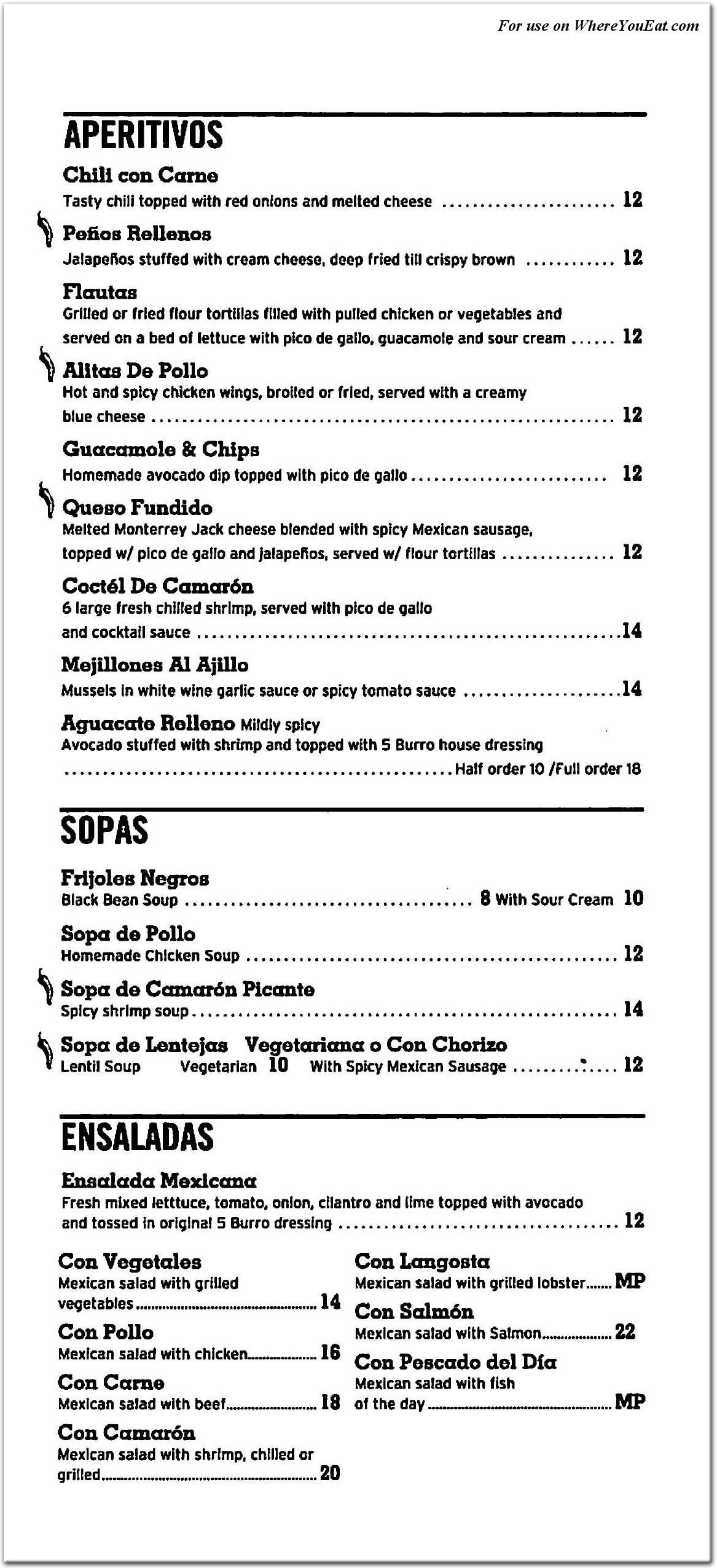 5 BURRO CAFE Restaurant in Queens / Official Menus & Photos