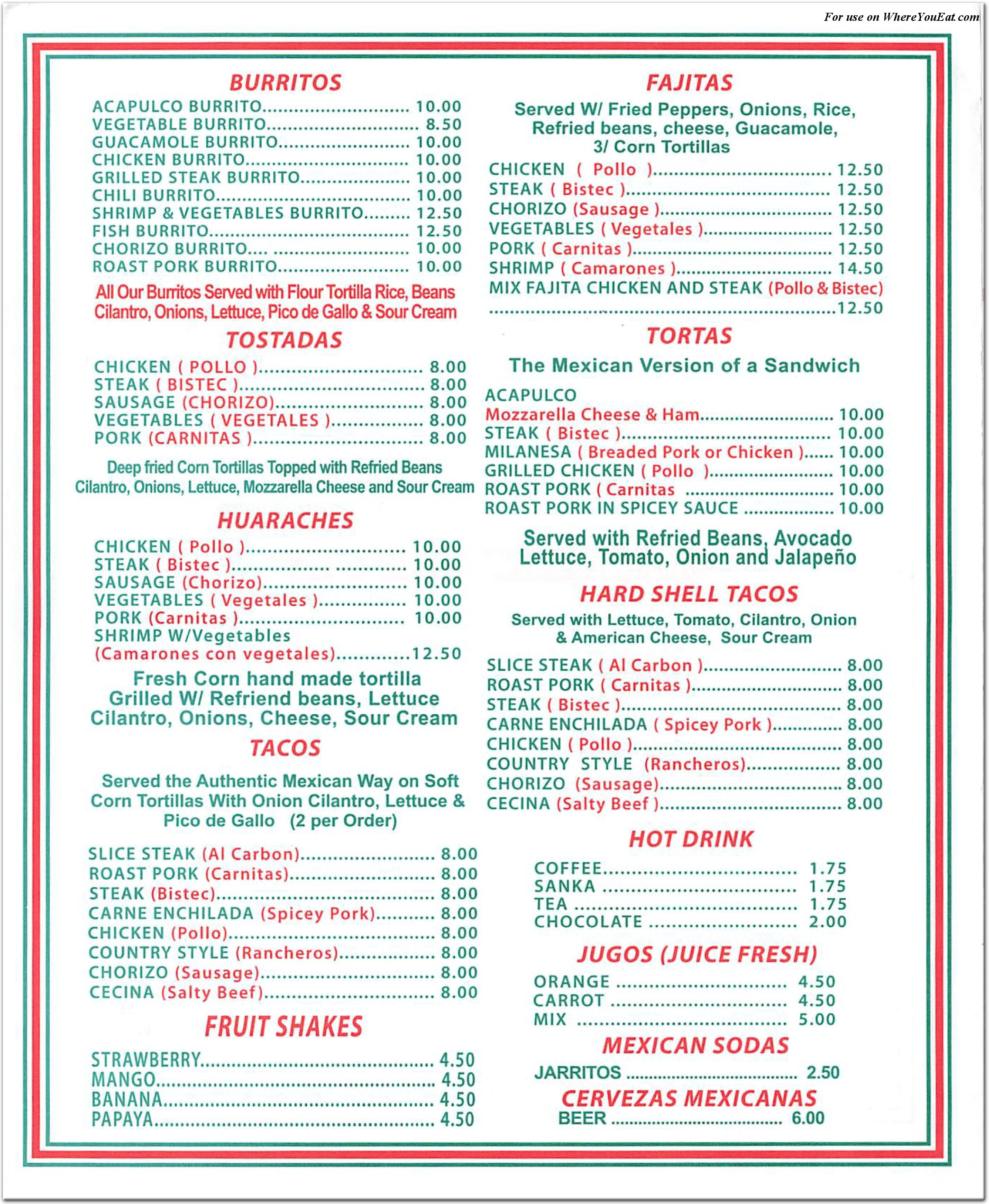 ACAPULCO DELI Restaurant in Brooklyn / Menus & Photos
