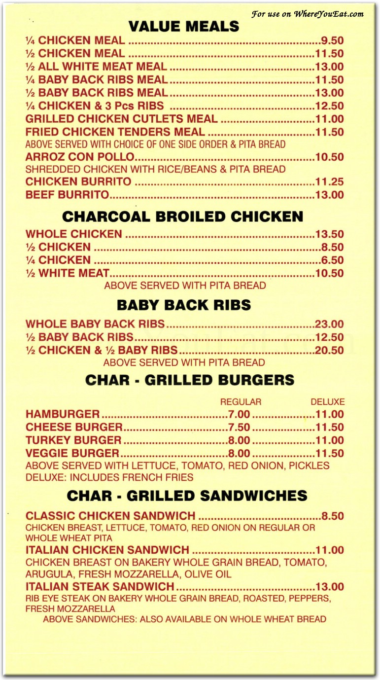 CHICKEN SHACK Restaurant in NEW YORK / Menus & Photos