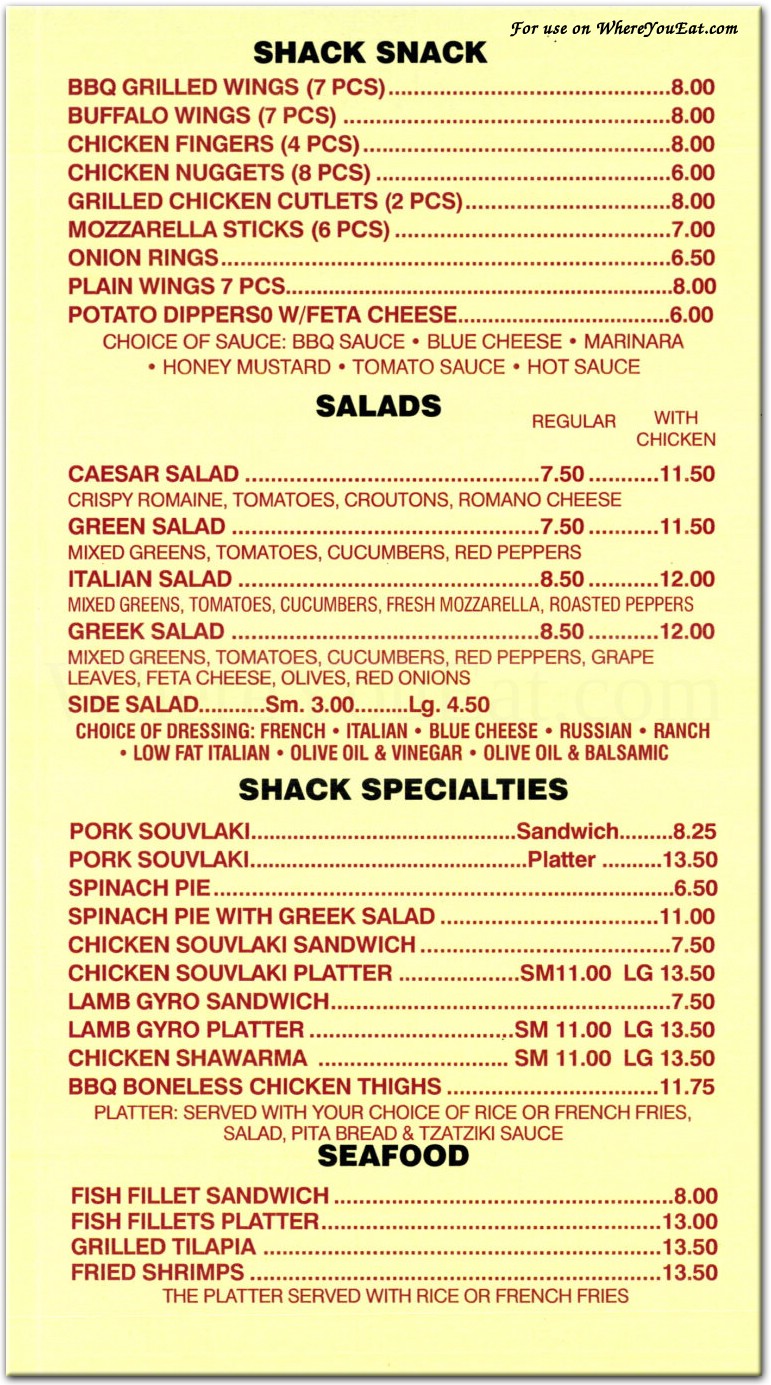 CHICKEN SHACK Restaurant in NEW YORK / Menus & Photos