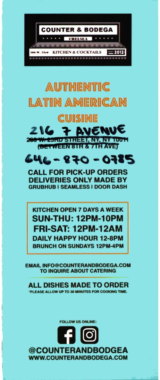 COUNTER & BODEGA Restaurant in Manhattan / Menus & Photos