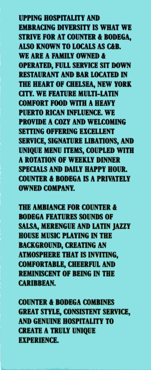 COUNTER & BODEGA Restaurant in Manhattan / Menus & Photos