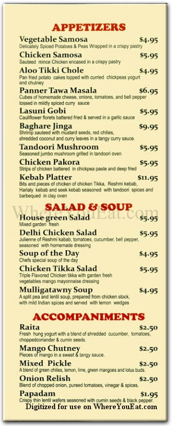 Delhi Masala Combo Restaurant in New York / Menus & Photos