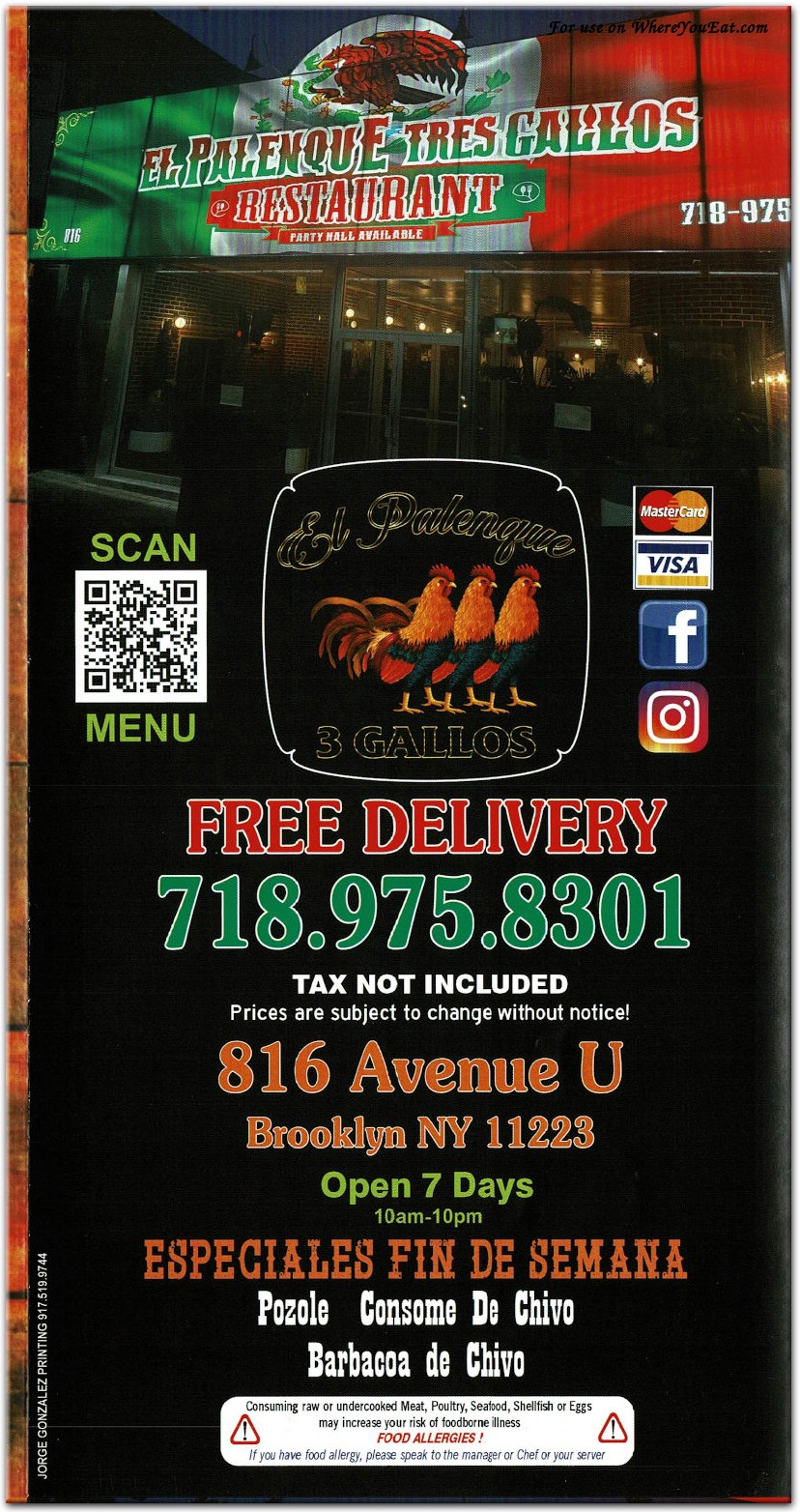 El Palenque Restaurant in Brooklyn / Official Menus & Photos
