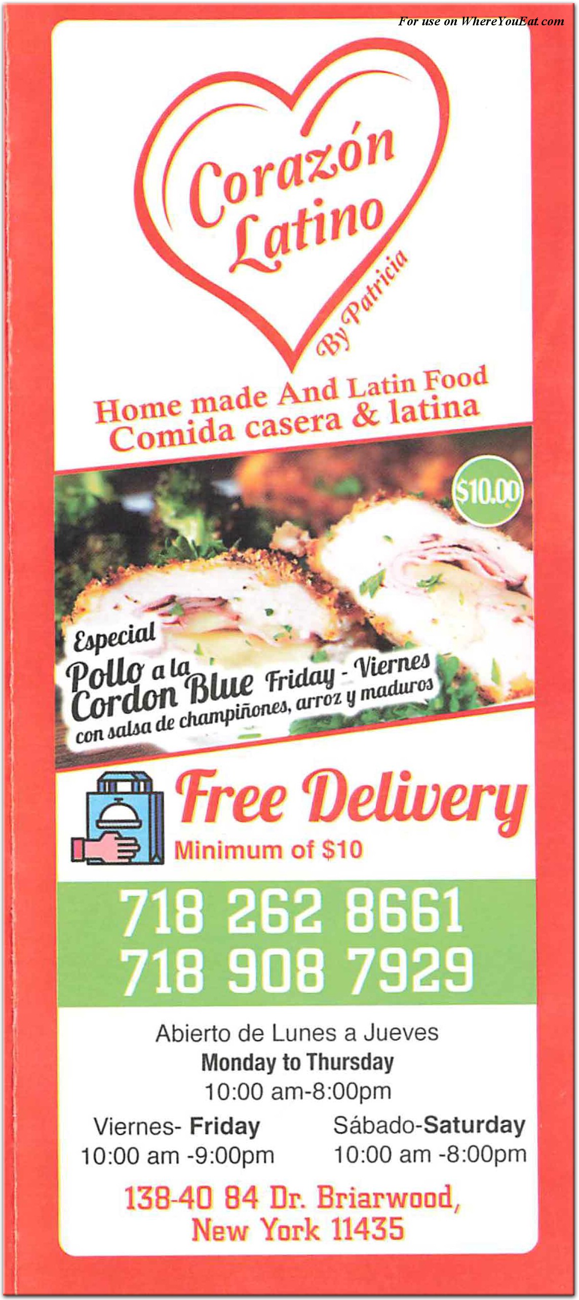 Corazon Latino Restaurant in Queens / Menus & Photos