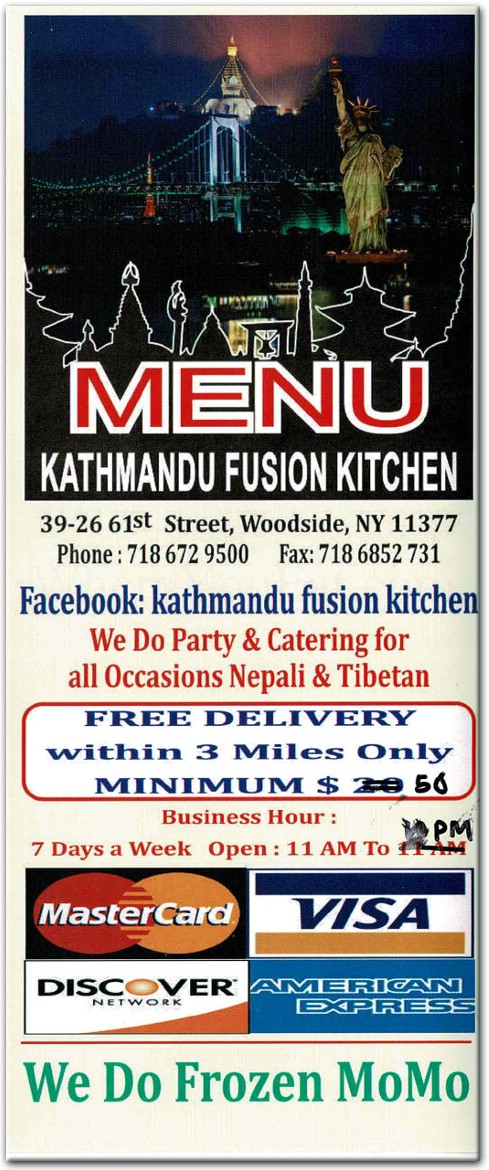 Kathmandu Fusion Kitchen Restaurant in Queens / Official Menus & Photos