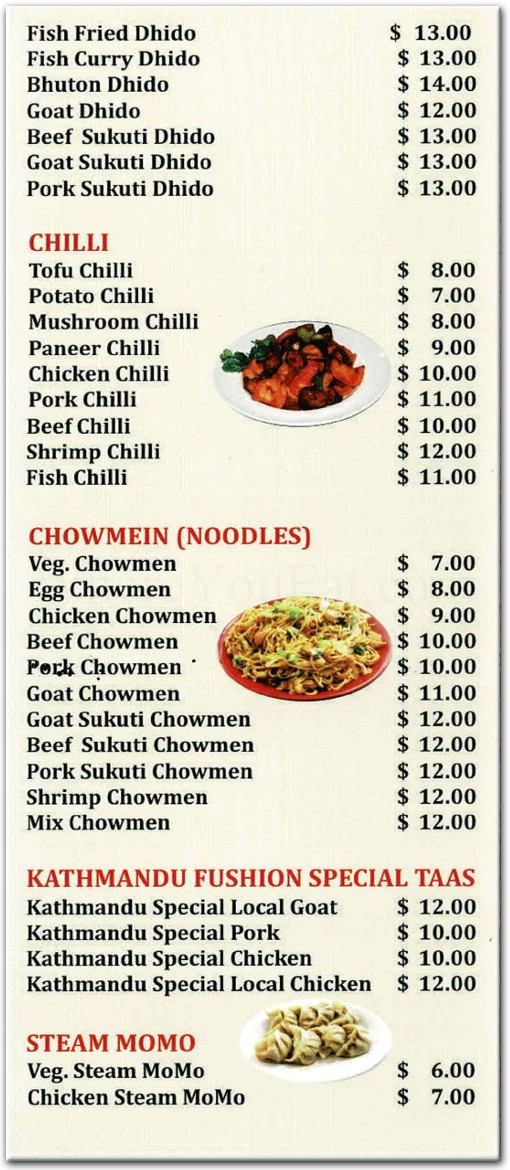 Kathmandu Fusion Kitchen Restaurant in Queens / Official Menus & Photos