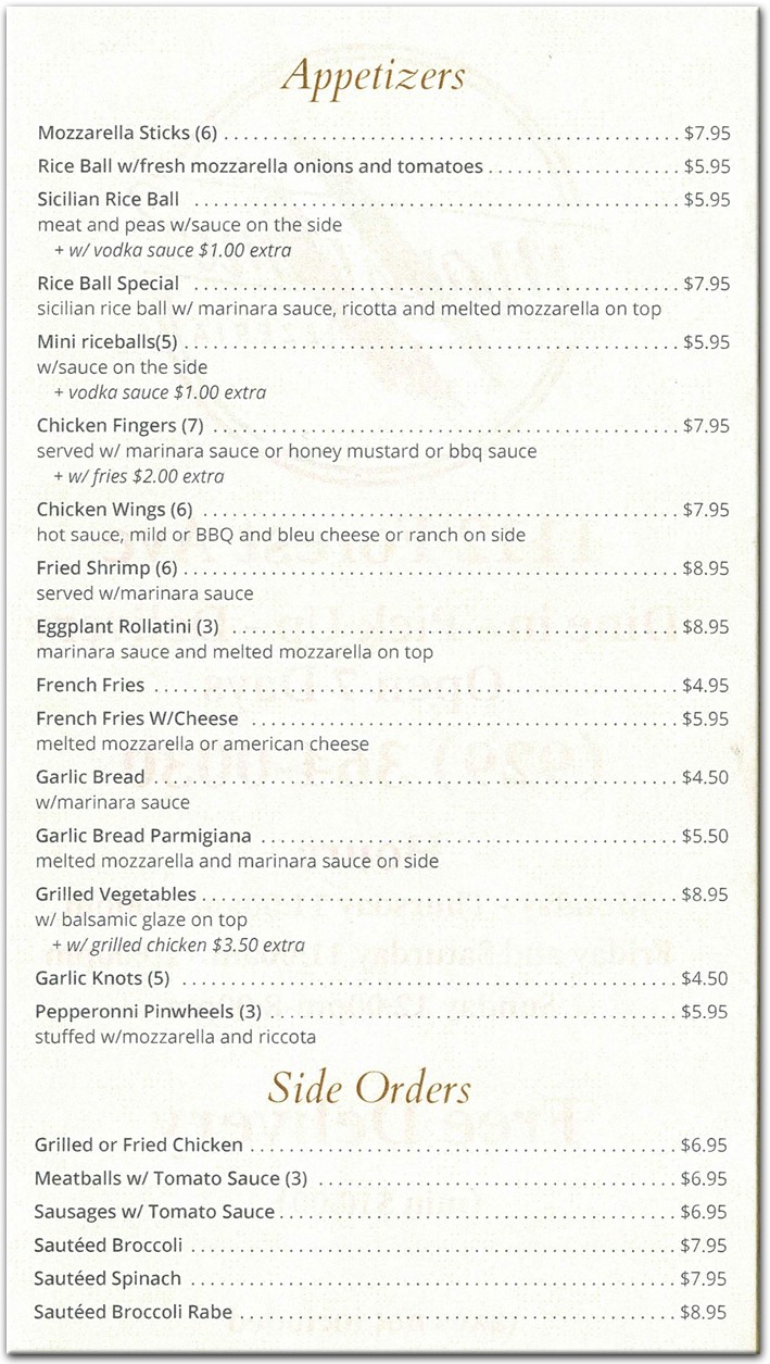 Mangiamo Pizzeria Restaurant in Staten Island / Official Menus & Photos