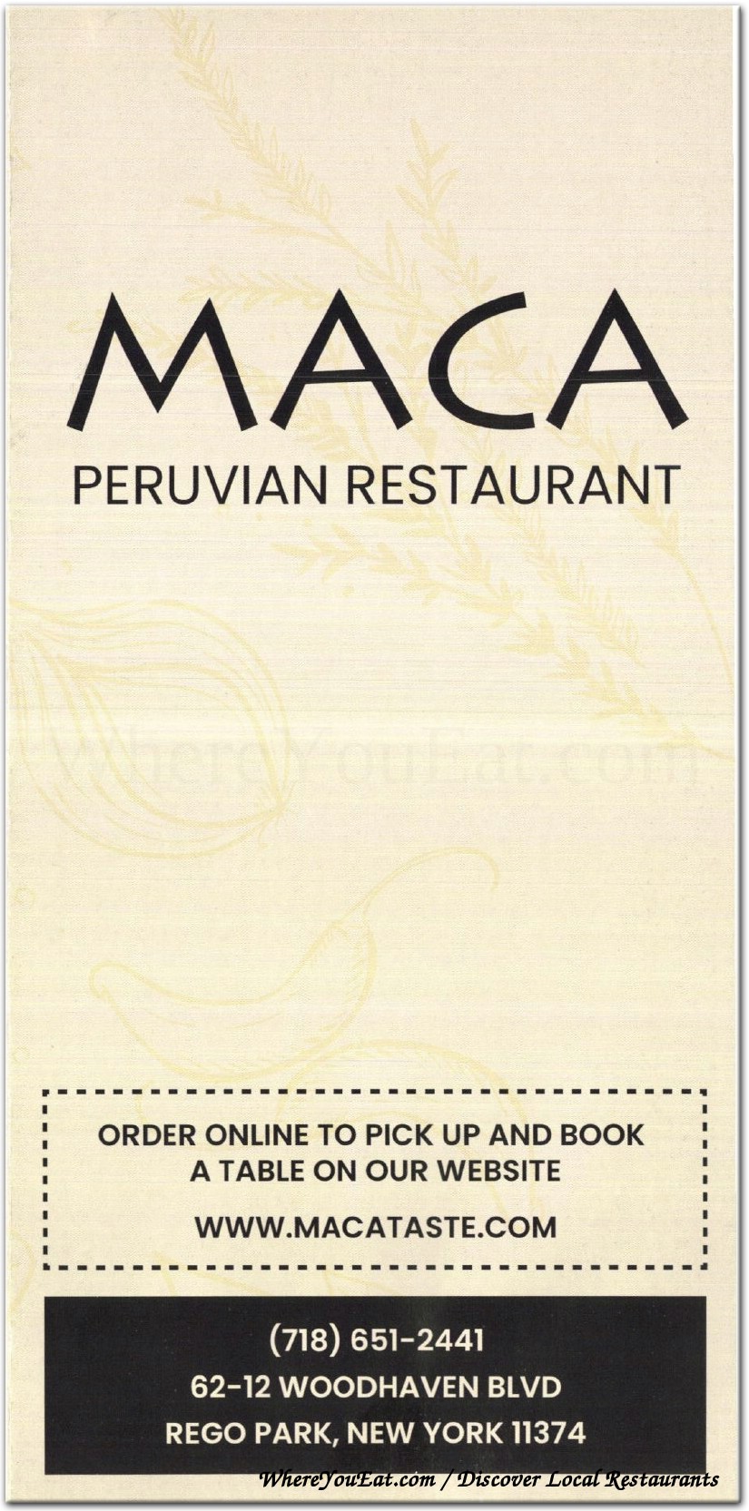 MACA Peruvian Restaurant Restaurant in Queens / Menus & Photos