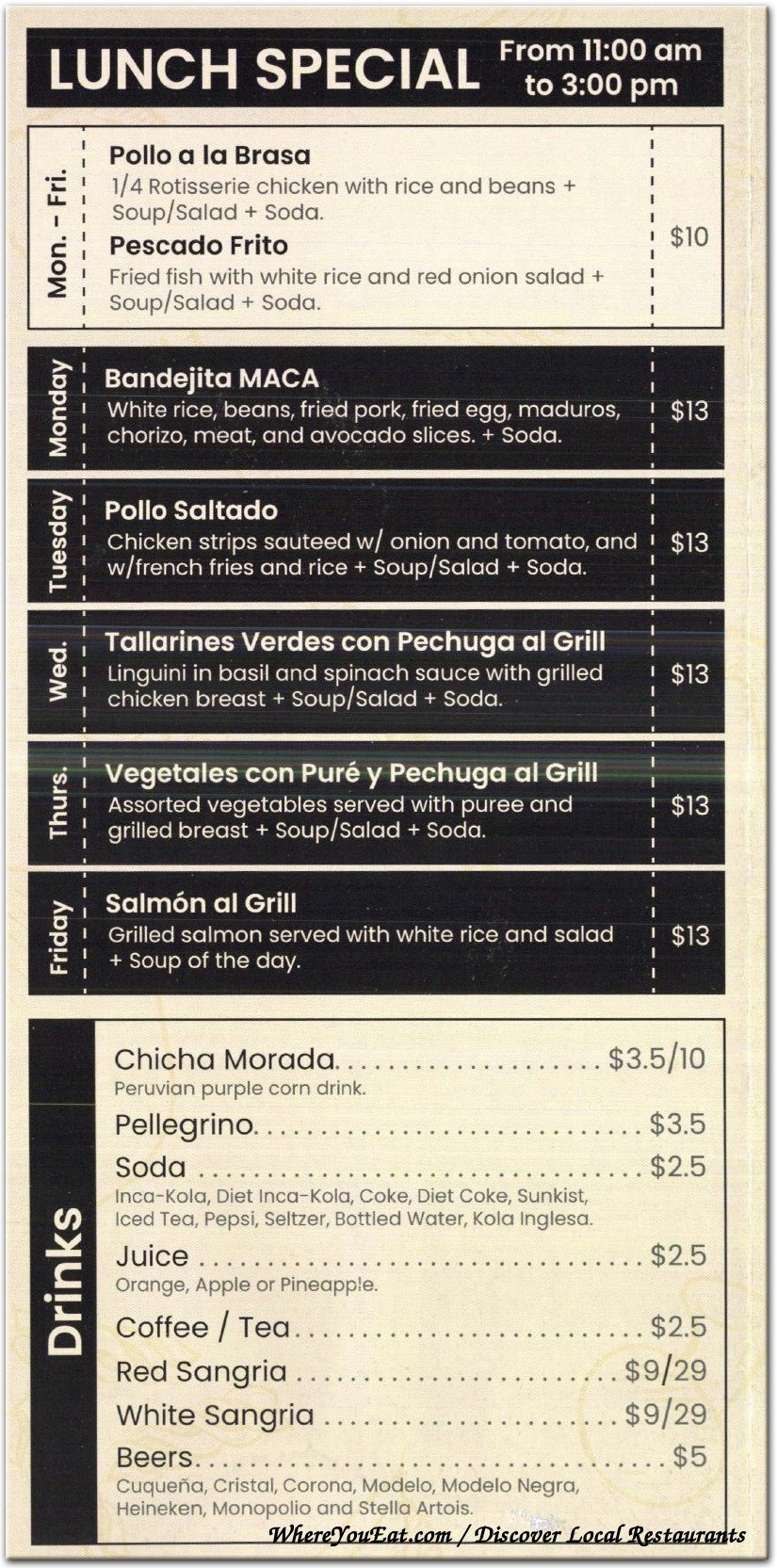 MACA Peruvian Restaurant Restaurant in Queens / Menus & Photos