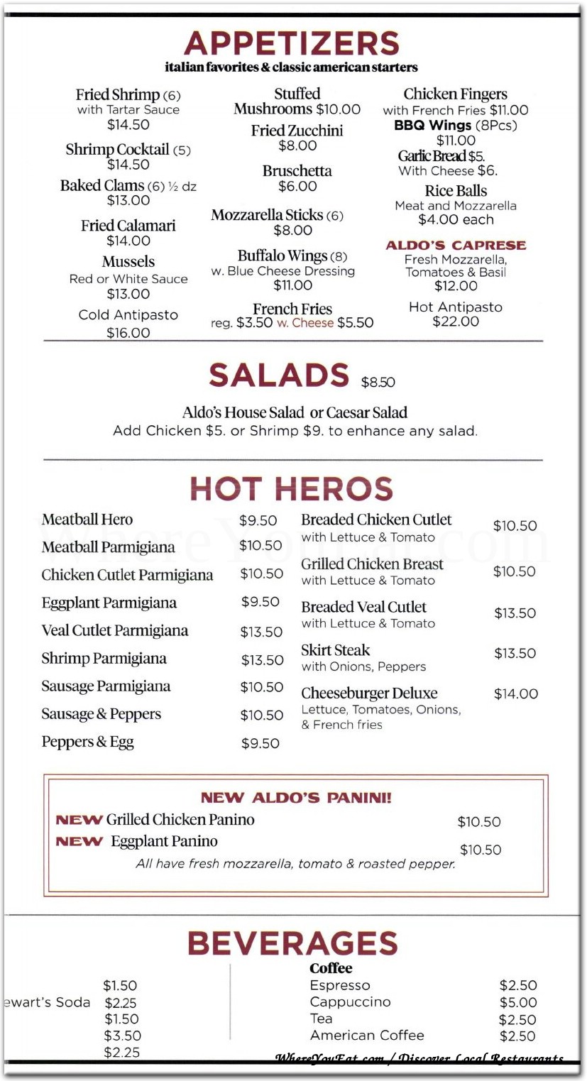 Aldo's Restaurant in Queens / Menus & Photos