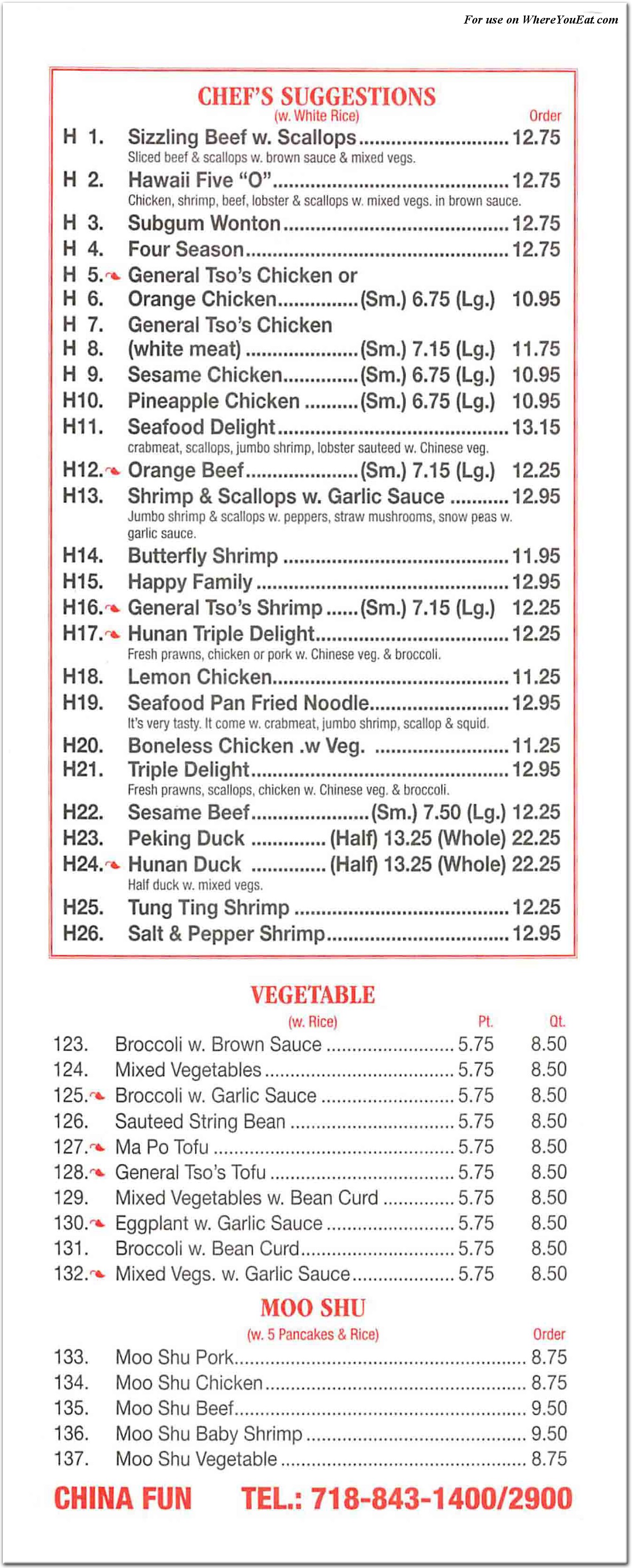 China Fun Restaurant in Queens / Menus & Photos