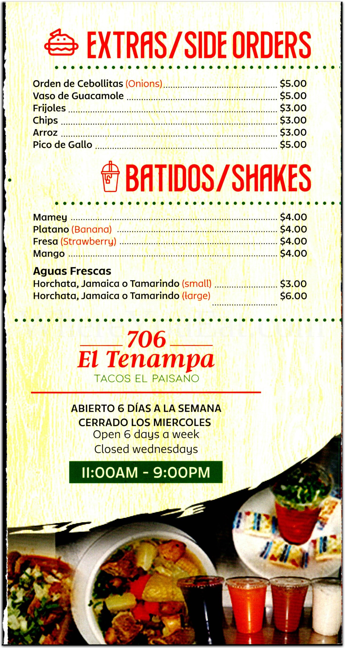 706 El Tenampa Restaurant in Brooklyn / Official Menus & Photos