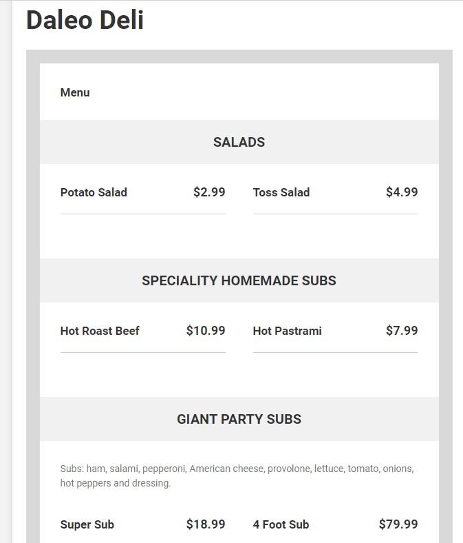 D’aleo Deli Restaurant in St. Augustine / Menus & Photos