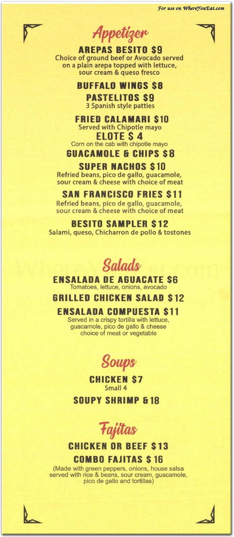 Besito Restaurant in Brooklyn / Menus & Photos