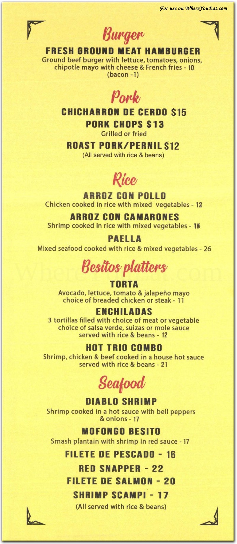 Besito Restaurant in Brooklyn / Menus & Photos