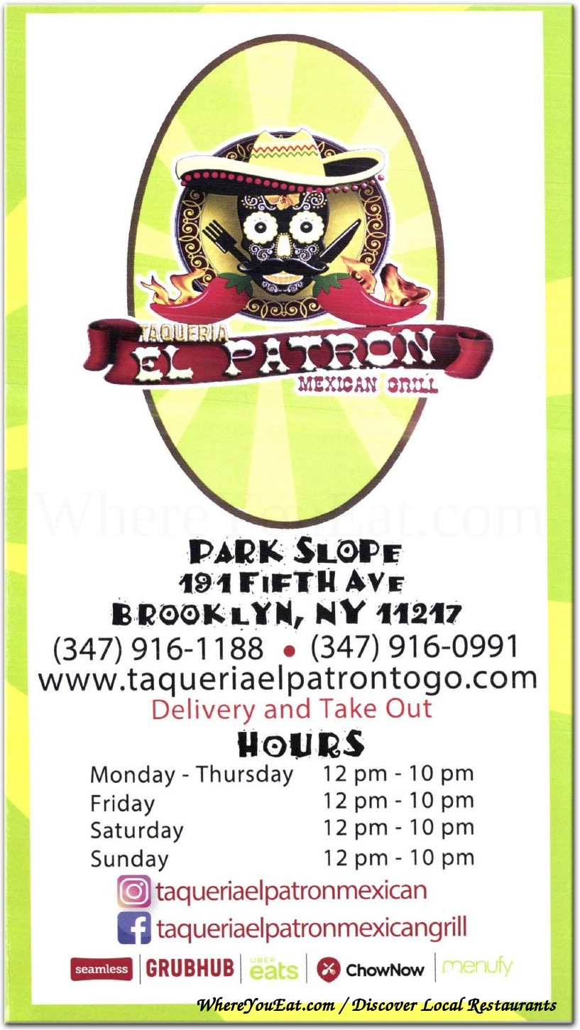 El Patron Restaurant in Brooklyn / Official Menus & Photos