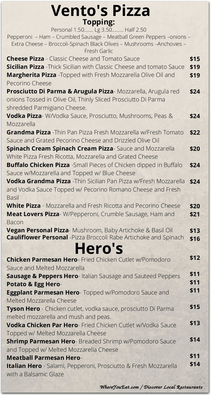 Trattoria Vento Restaurant in Staten Island / Official Menus & Photos