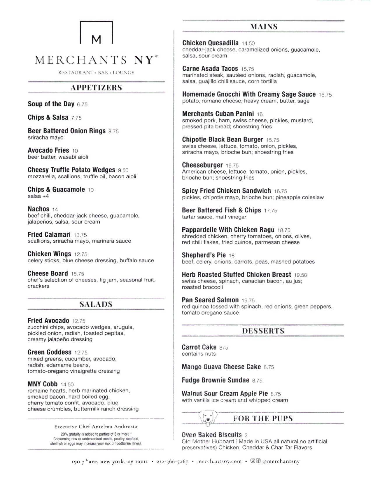 Merchants NY Restaurant in Manhattan / Menus & Photos