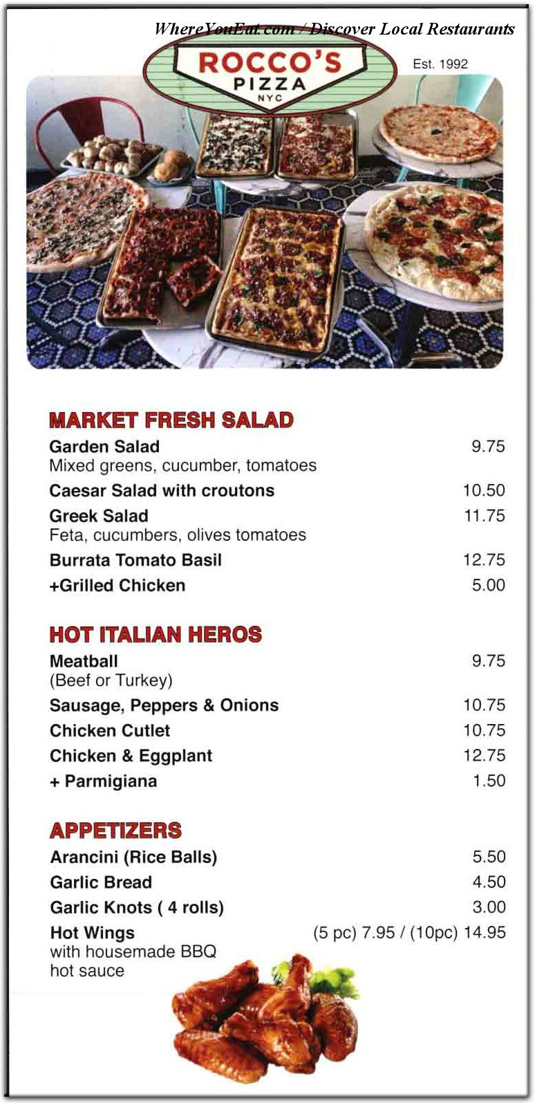 Rocco's Pizza Restaurant in Manhattan / Menus & Photos