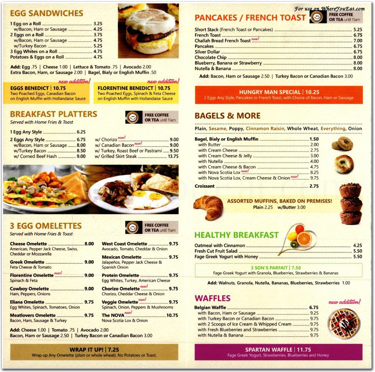 My 3 Sons 11th Avenue Restaurant in Brooklyn / Official Menus & Photos