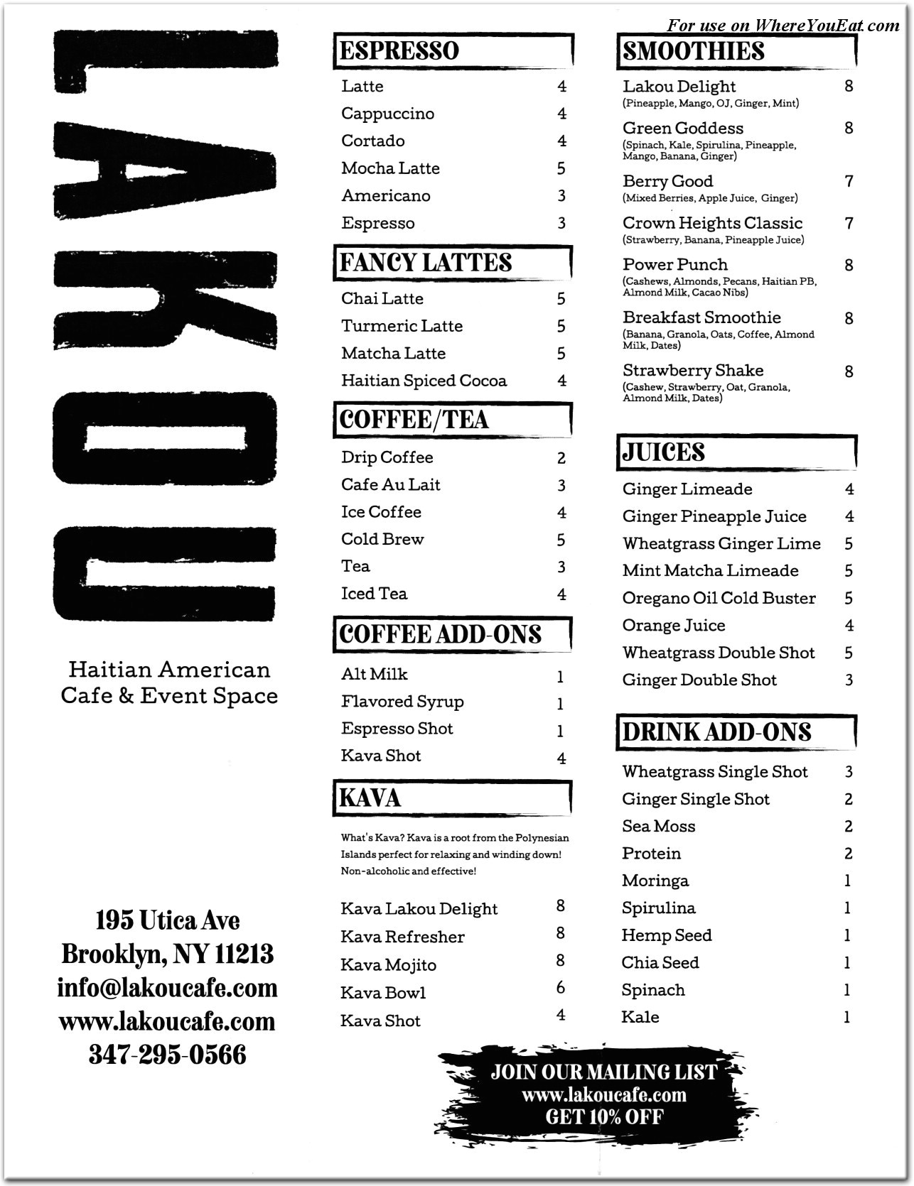 Lakou Cafe Restaurant in Brooklyn / Menus & Photos