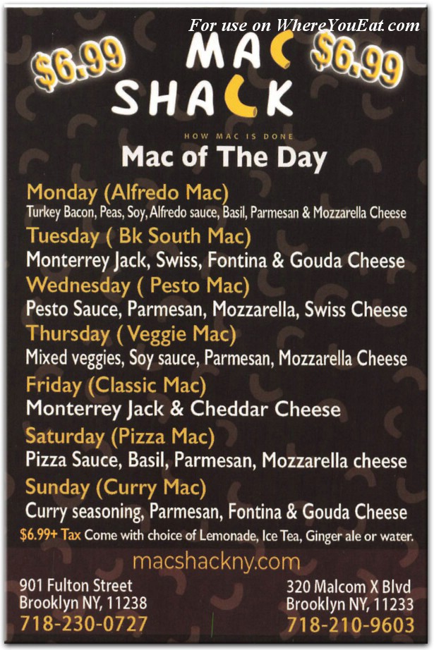 Mac Shack Restaurant in Brooklyn / Menus & Photos