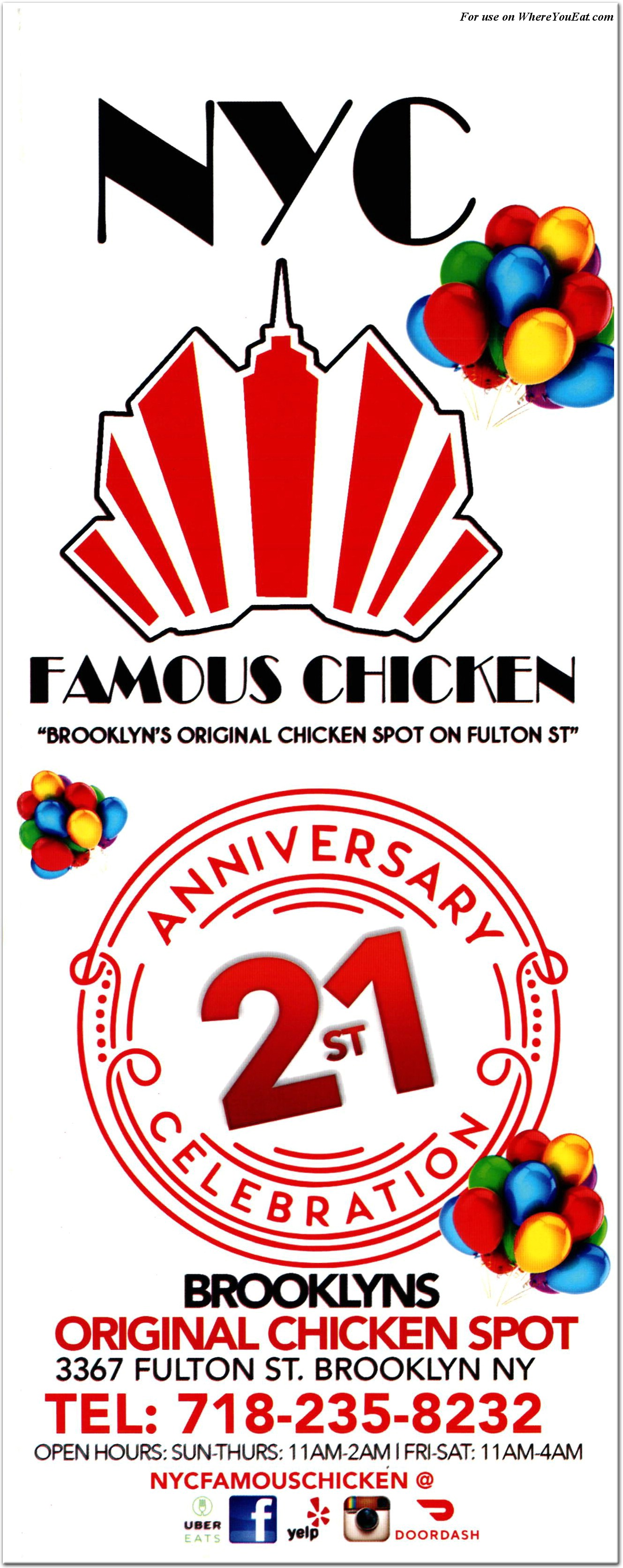NYC Famous Chicken Restaurant in Brooklyn / Menus & Photos