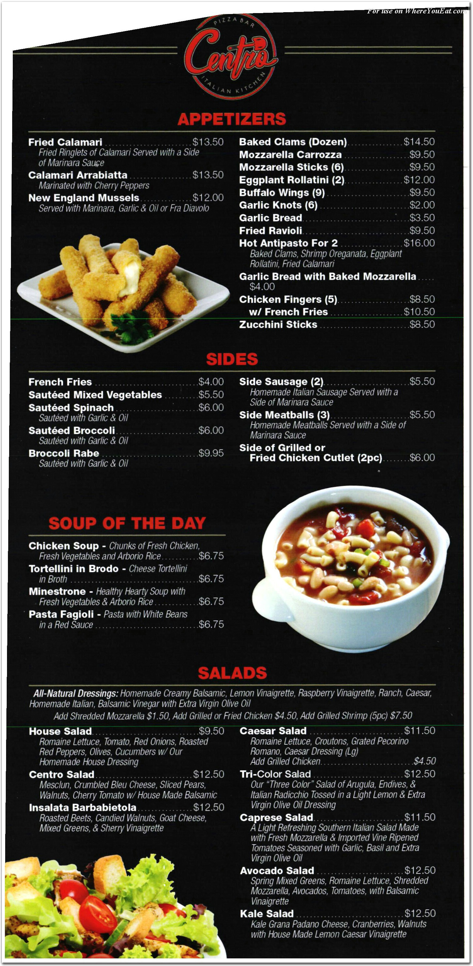 Centro Pizza Bar & Italian Kitchen Restaurant in Queens / Menus & Photos