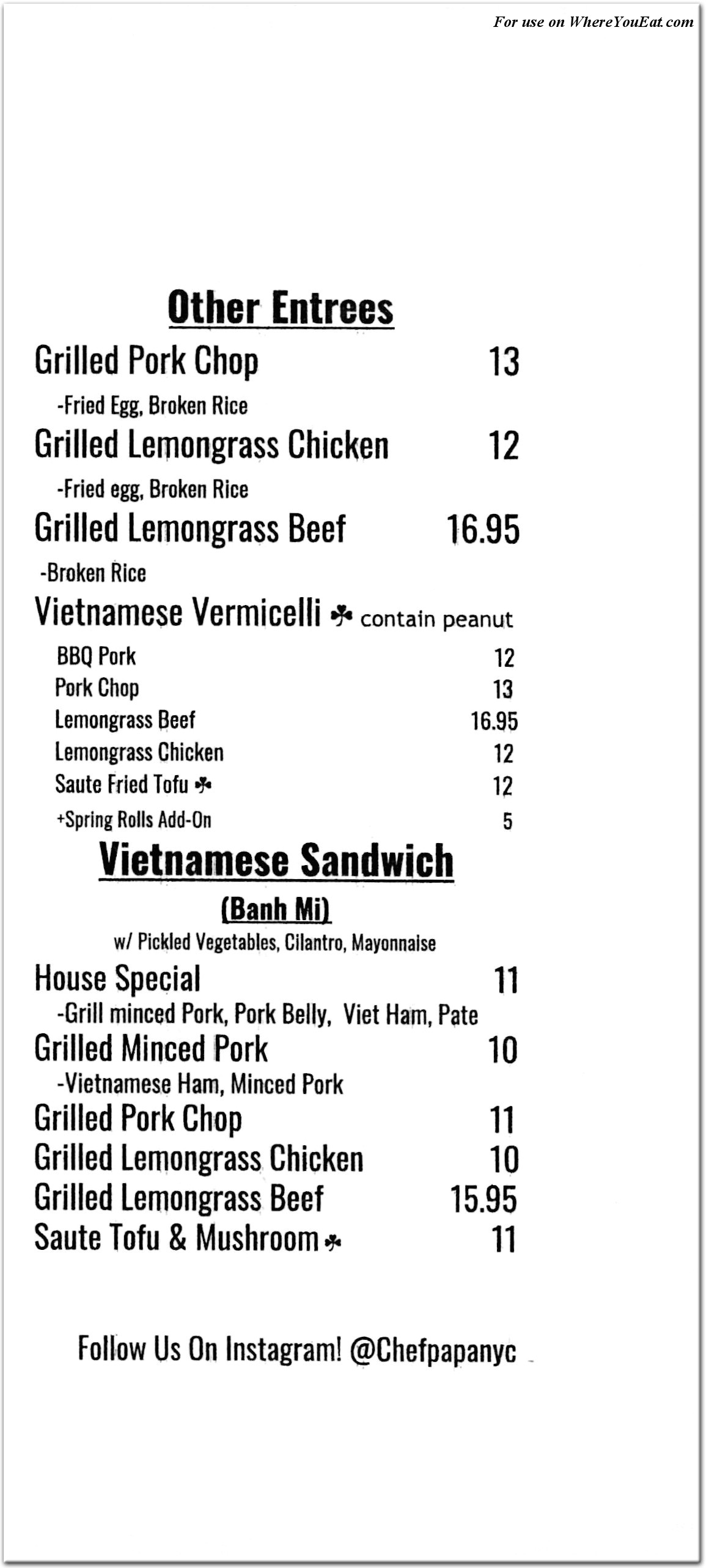 Chef Papa Restaurant in Queens / Official Menus & Photos