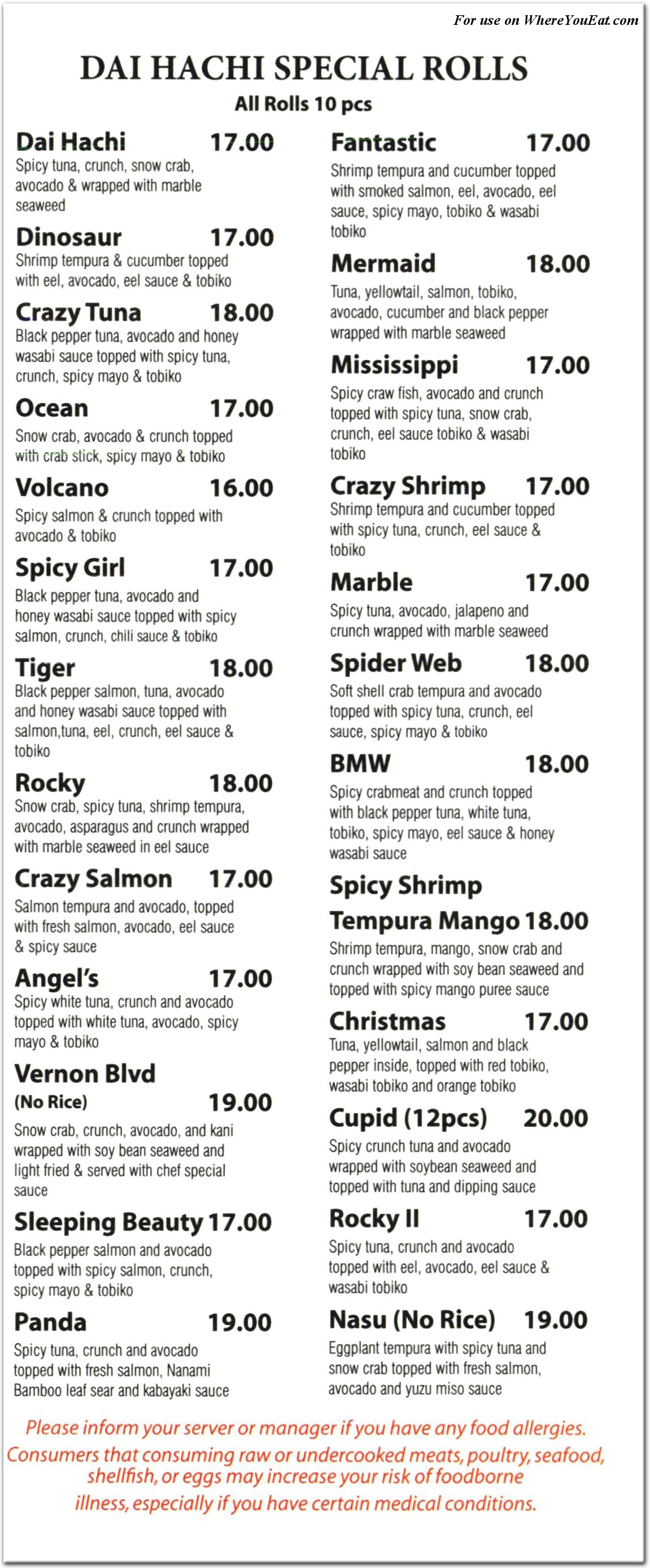 Dai Hachi Restaurant in Queens / Menus & Photos