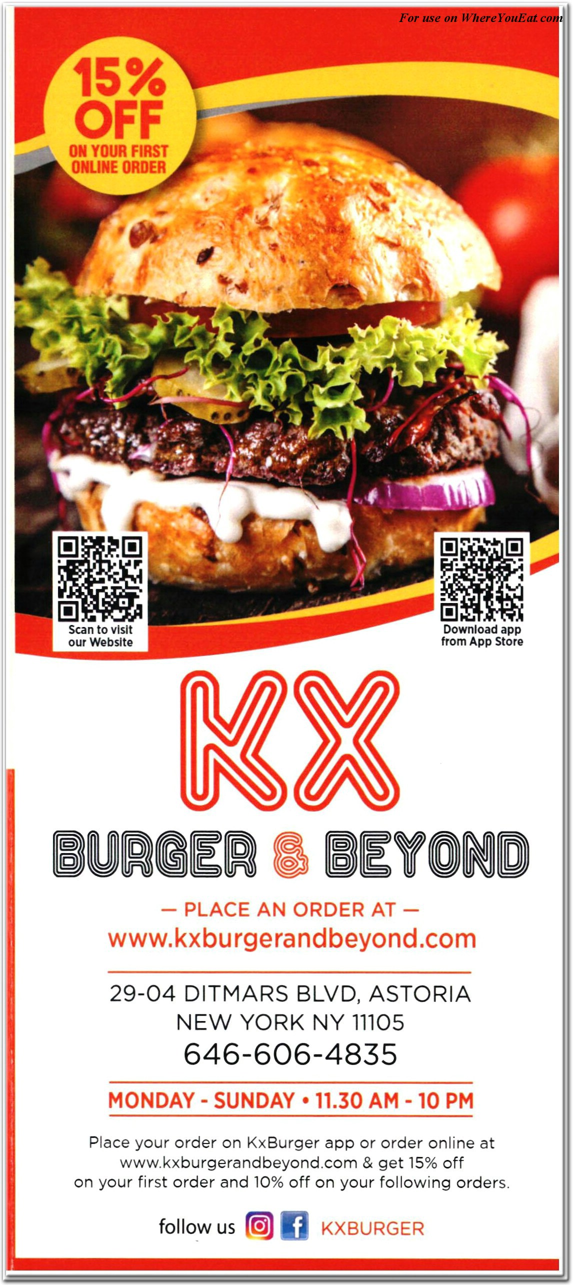 KX Burger & Beyond Restaurant in Queens / Menus & Photos