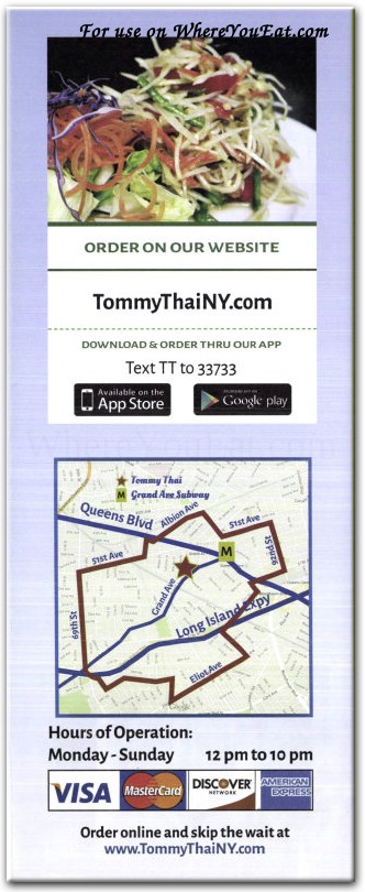 Tommy Thai Restaurant in Queens / Official Menus & Photos