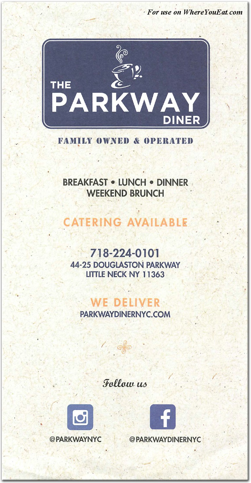 Parkway Diner Restaurant in Queens / Menus & Photos