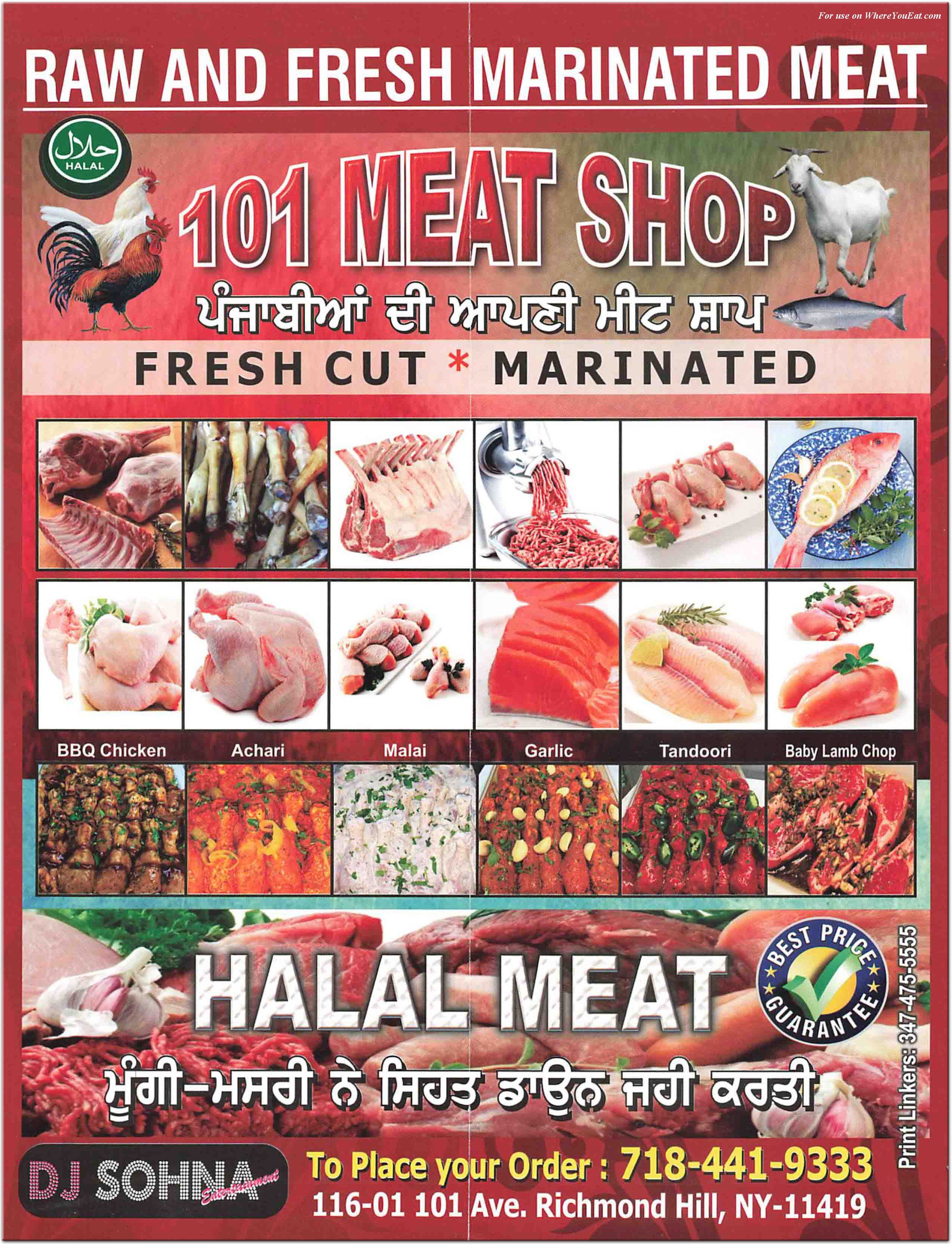 101 Meat Shop Restaurant in Queens / Menus & Photos