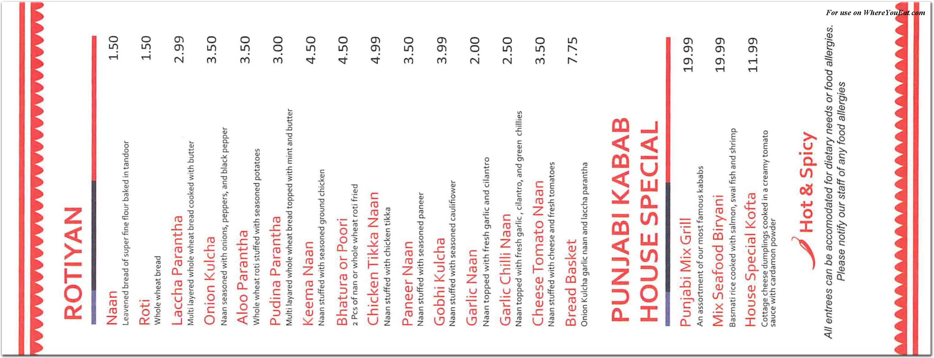 Punjabi Kabab House Restaurant in Queens / Official Menus & Photos