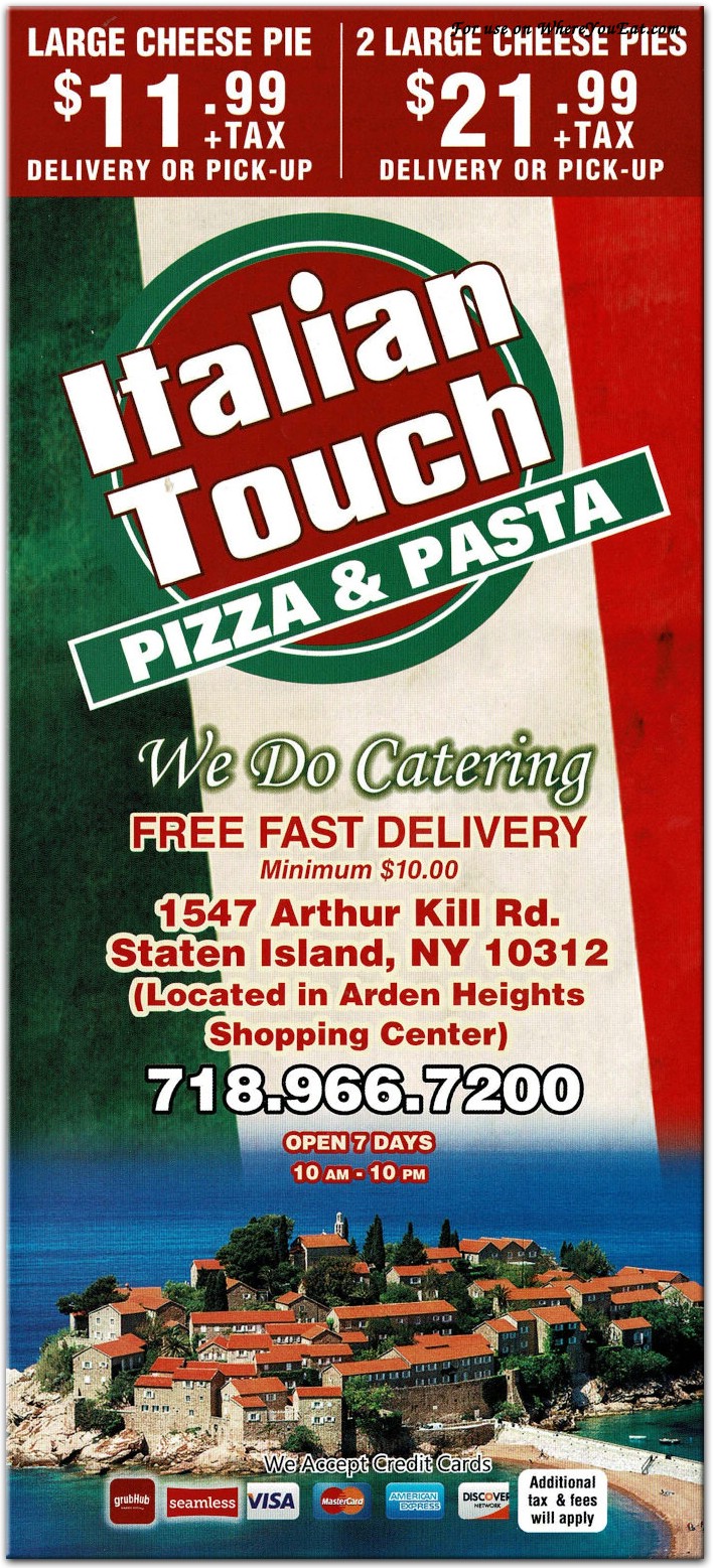 Italian Touch Pizza Restaurant in Staten Island / Menus & Photos
