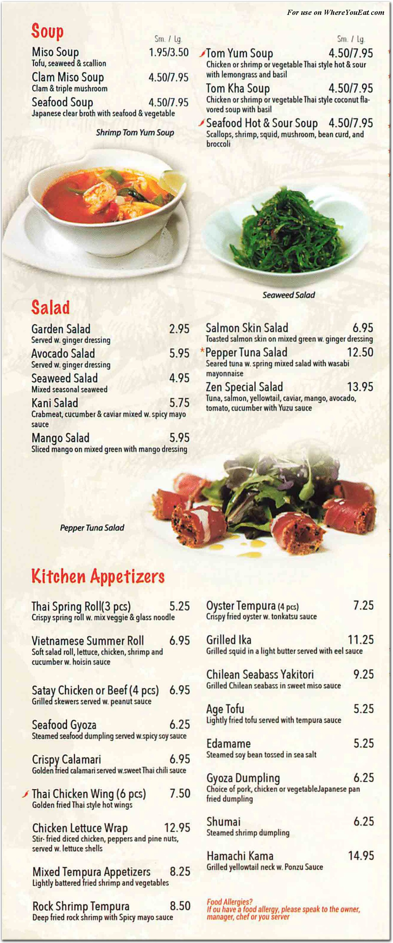 Zen Fusion Cuisine Restaurant in Queens / Menus & Photos