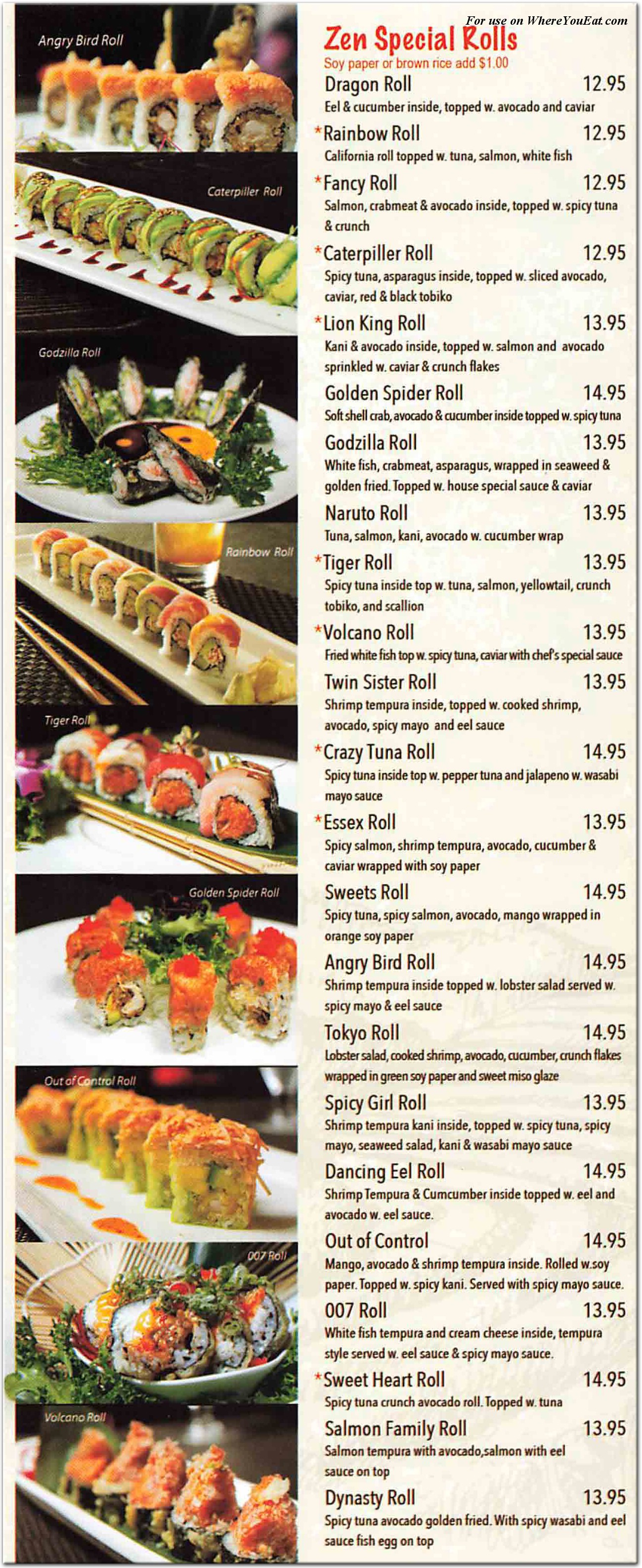 Zen Fusion Cuisine Restaurant in Queens / Menus & Photos