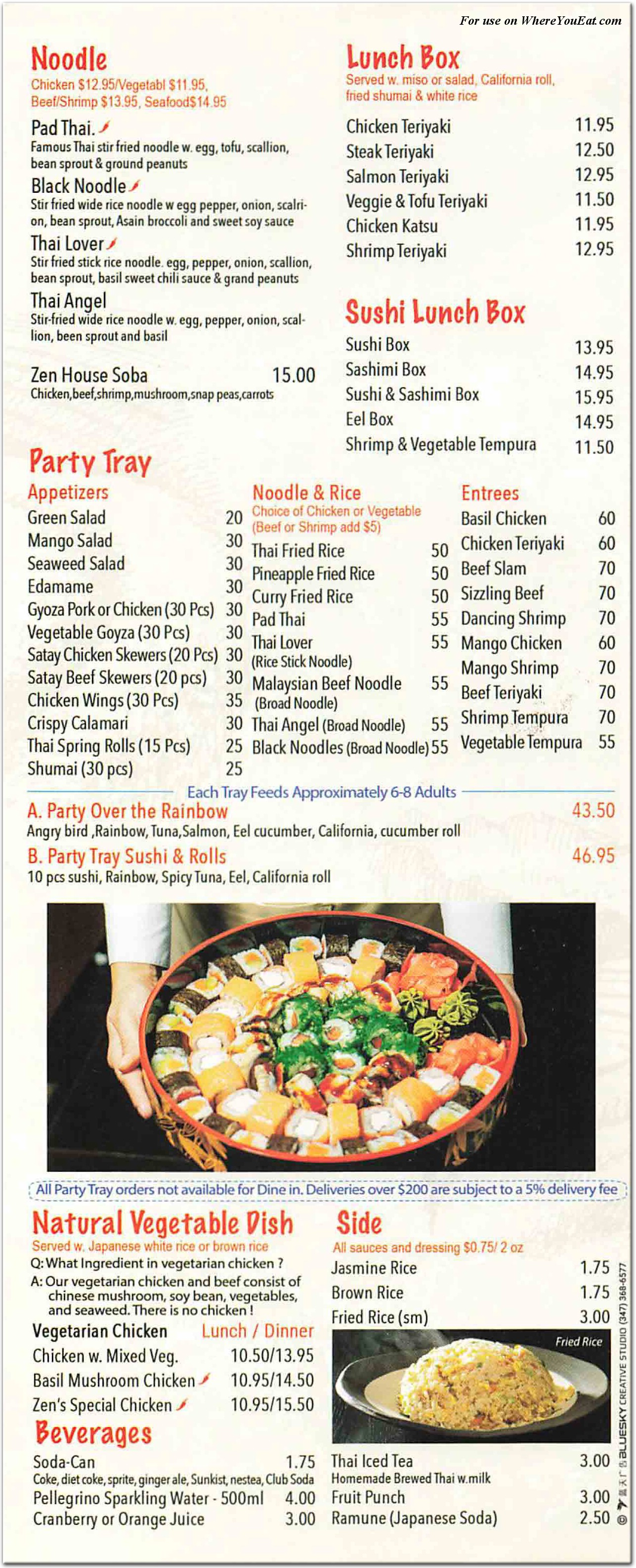 Zen Fusion Cuisine Restaurant in Queens / Menus & Photos