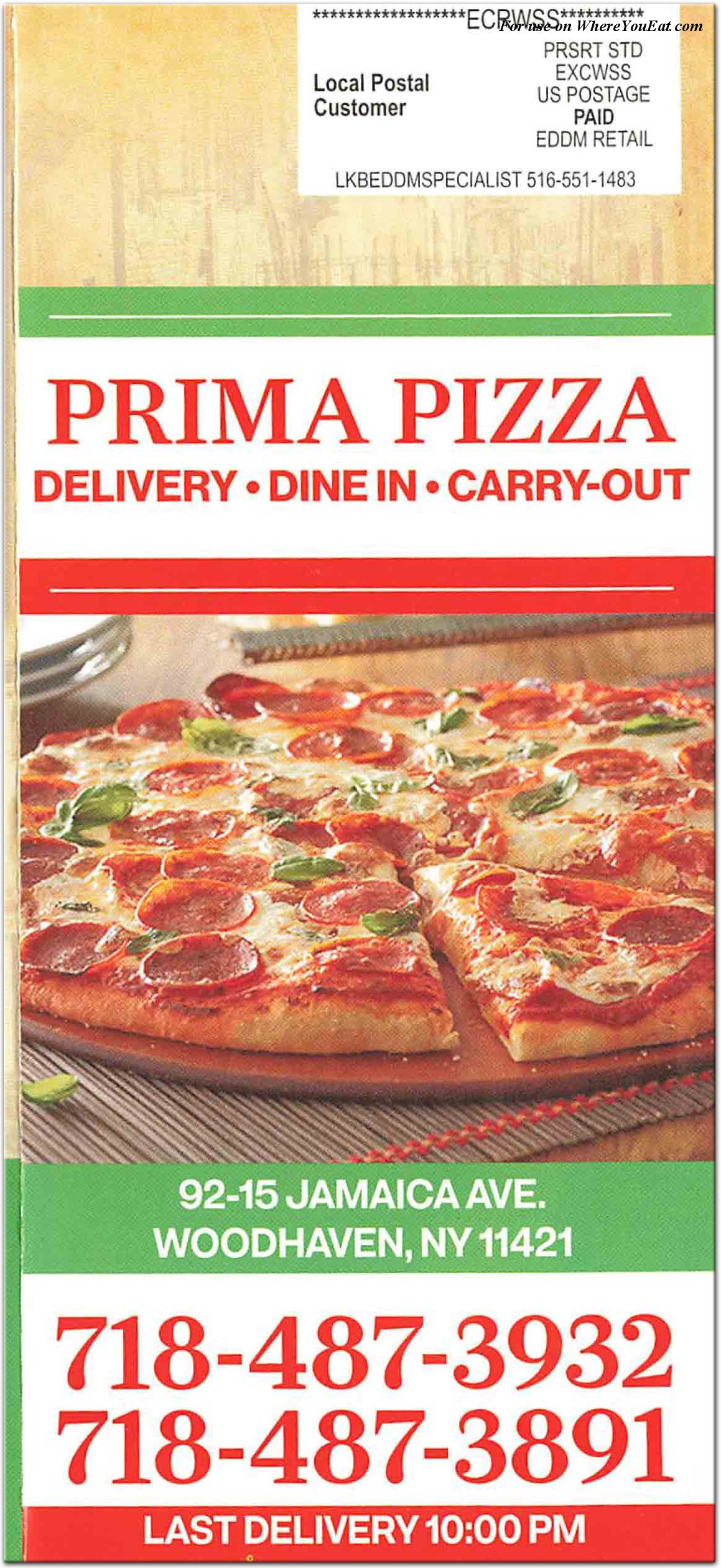 Prima Pizza Restaurant in Queens / Menus & Photos