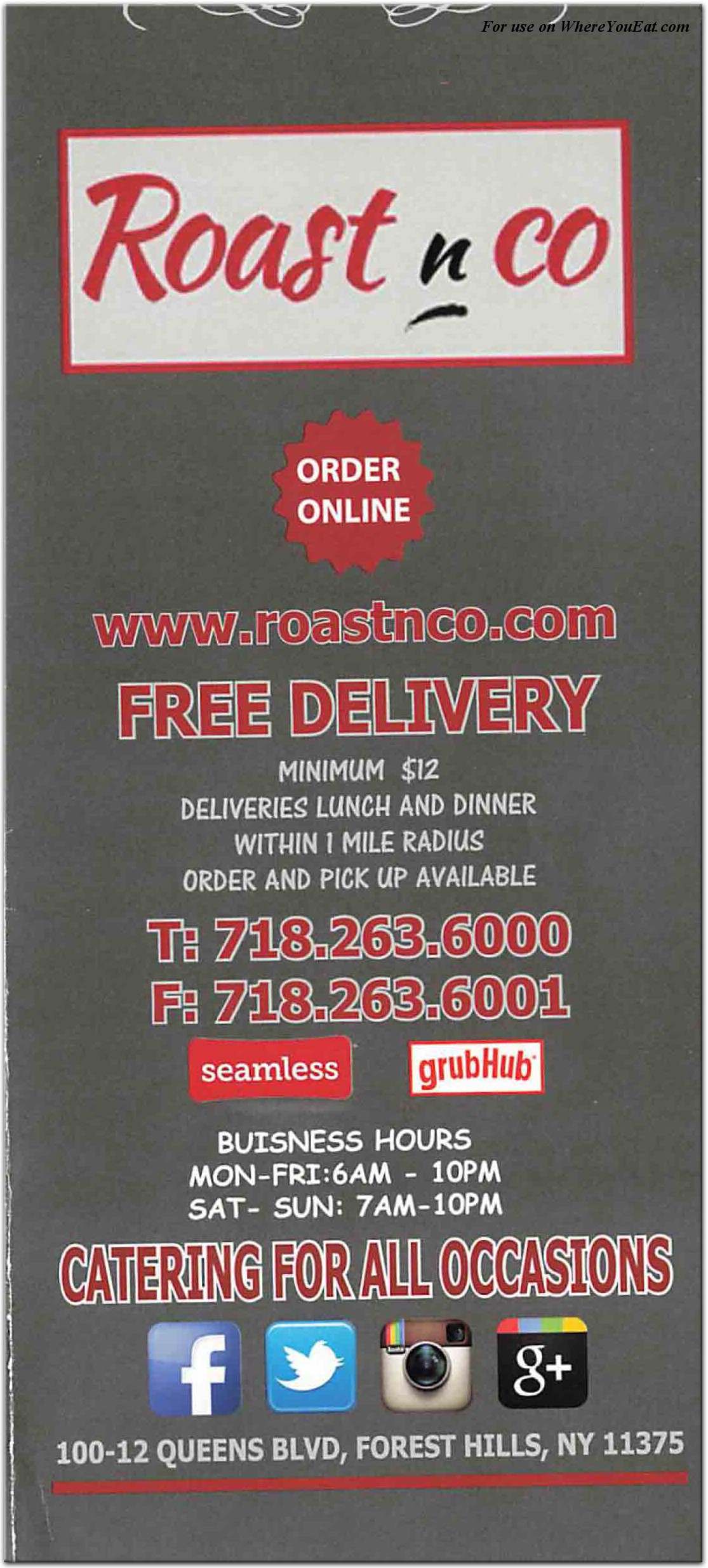 ROAST N CO Restaurant in Queens / Menus & Photos